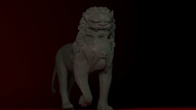 Chinese guardian lion SHISHI 3D model animated rigged | CGTrader