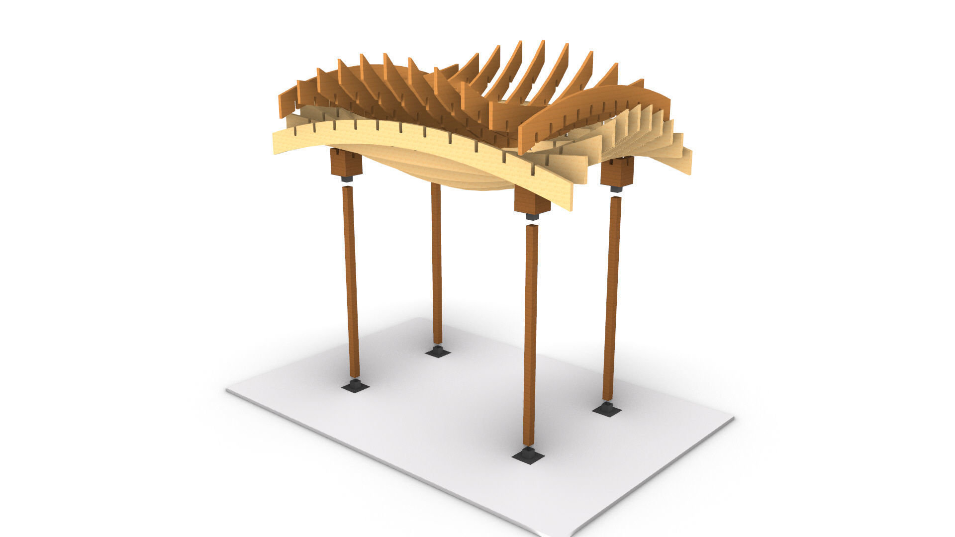 Wavy Parametric Pergola 02 3D model | CGTrader