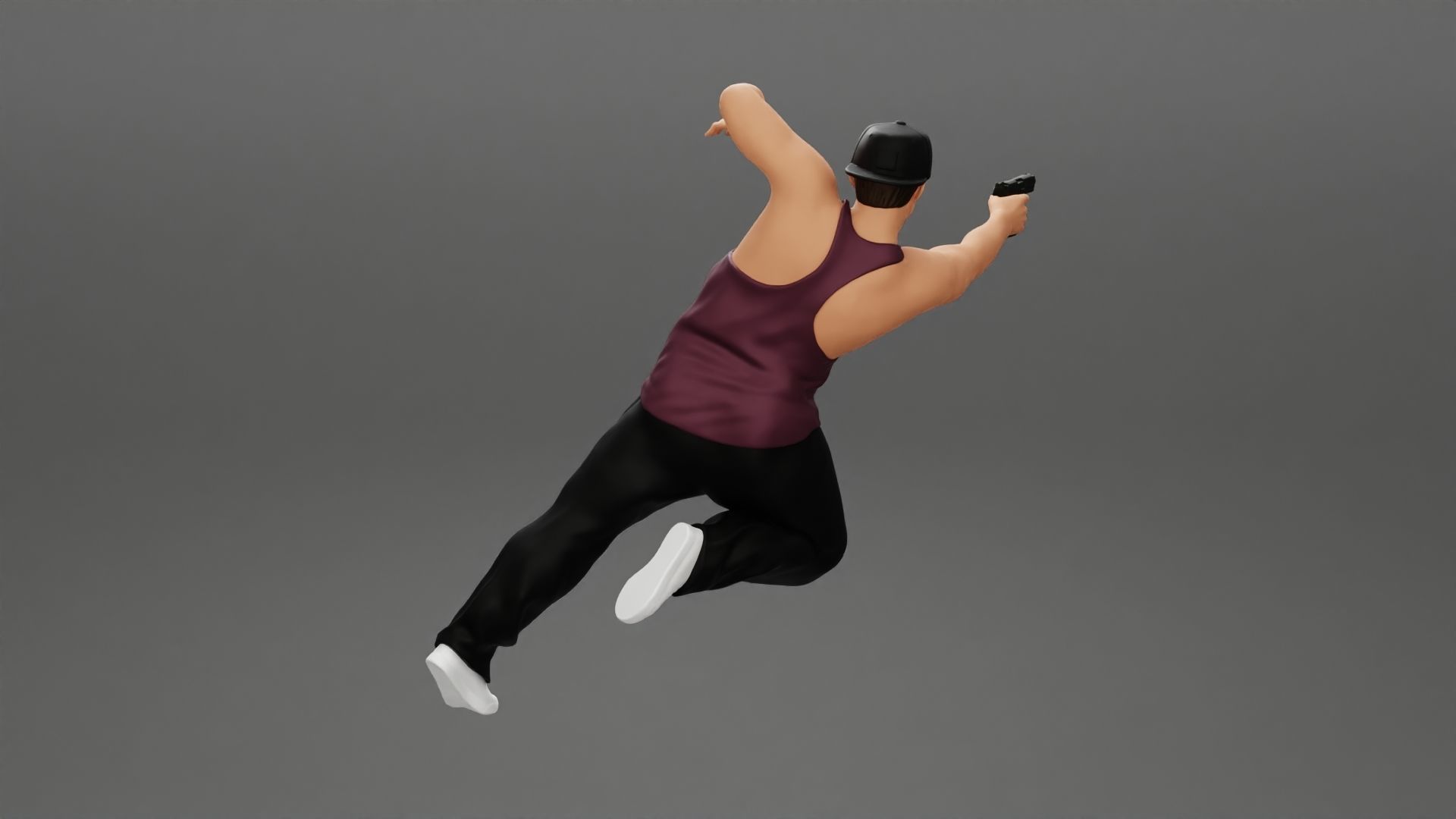 Gangster in cap shooting gun leaning out the window of the car 3D model ...