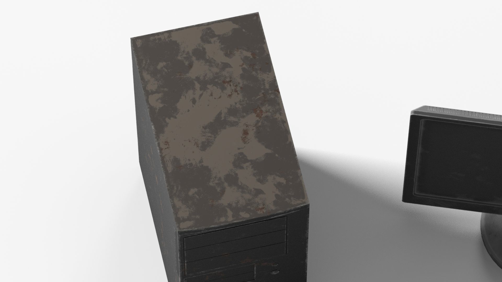 3D model Old Dusty and Rusty desktop computer and monitor VR / AR / low ...