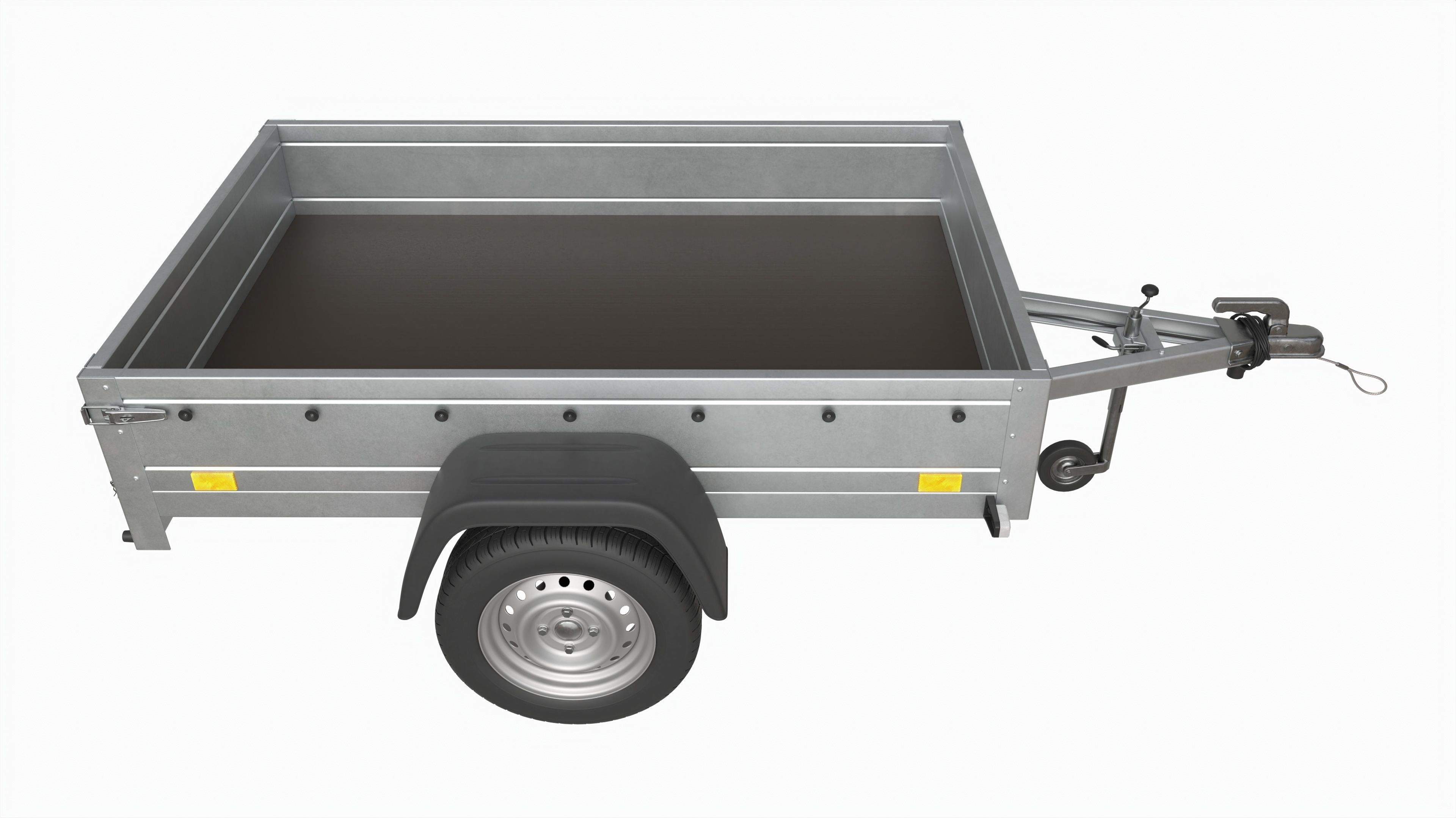 Single axle car trailer with jockey wheel 3D model | CGTrader