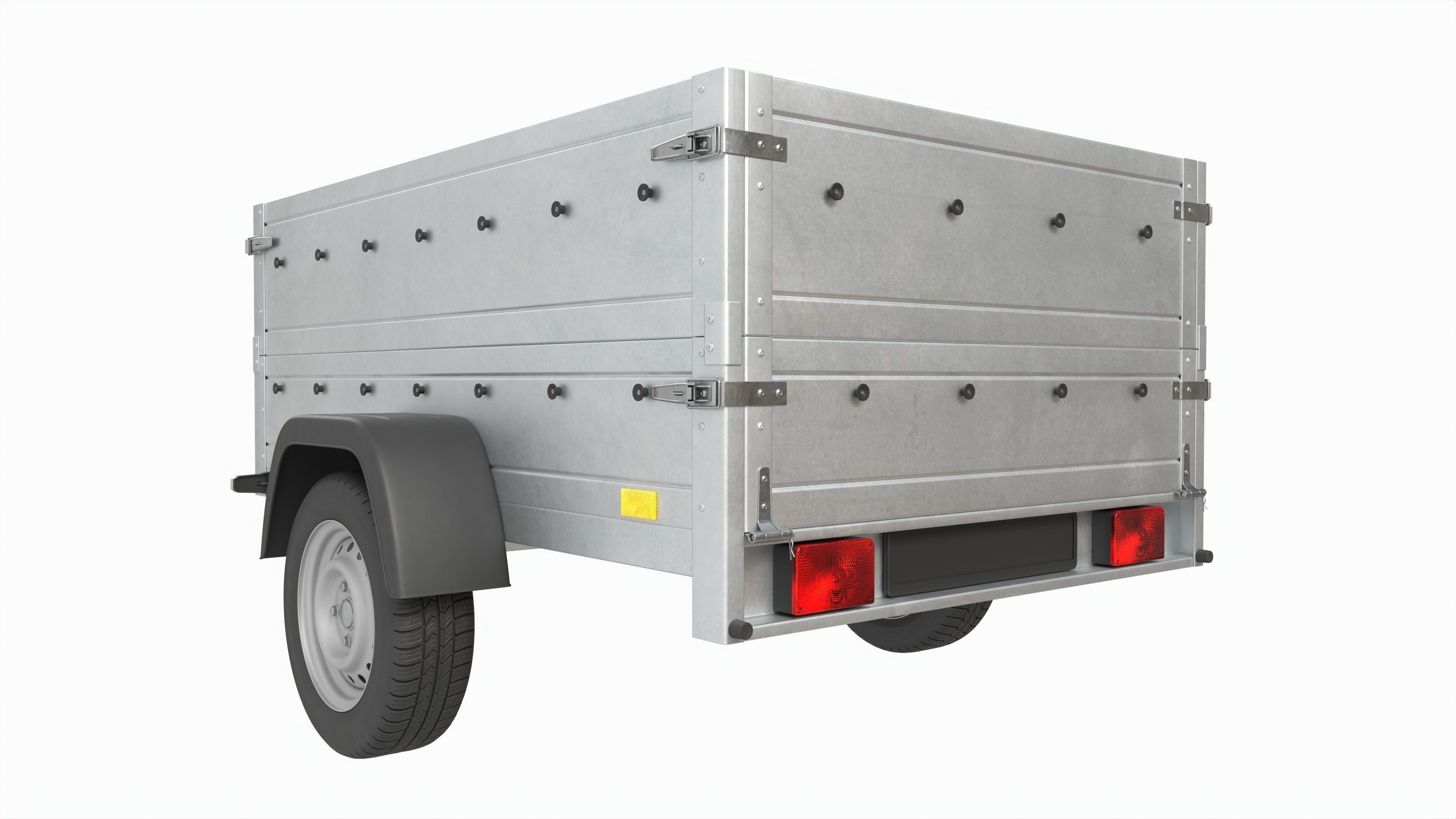 Single axle car trailer with extra walls jockey wheel 3D model | CGTrader