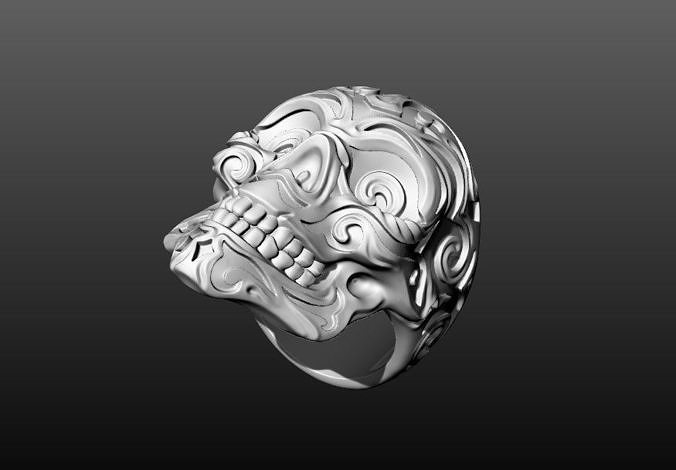 Intricate Enamel Swirling Skull Ring 3D model 3D printable | CGTrader