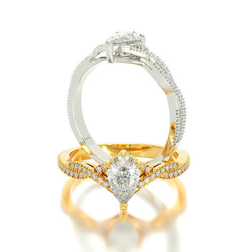 twisted engagement ring with pear shape stone 3D model 3D printable ...