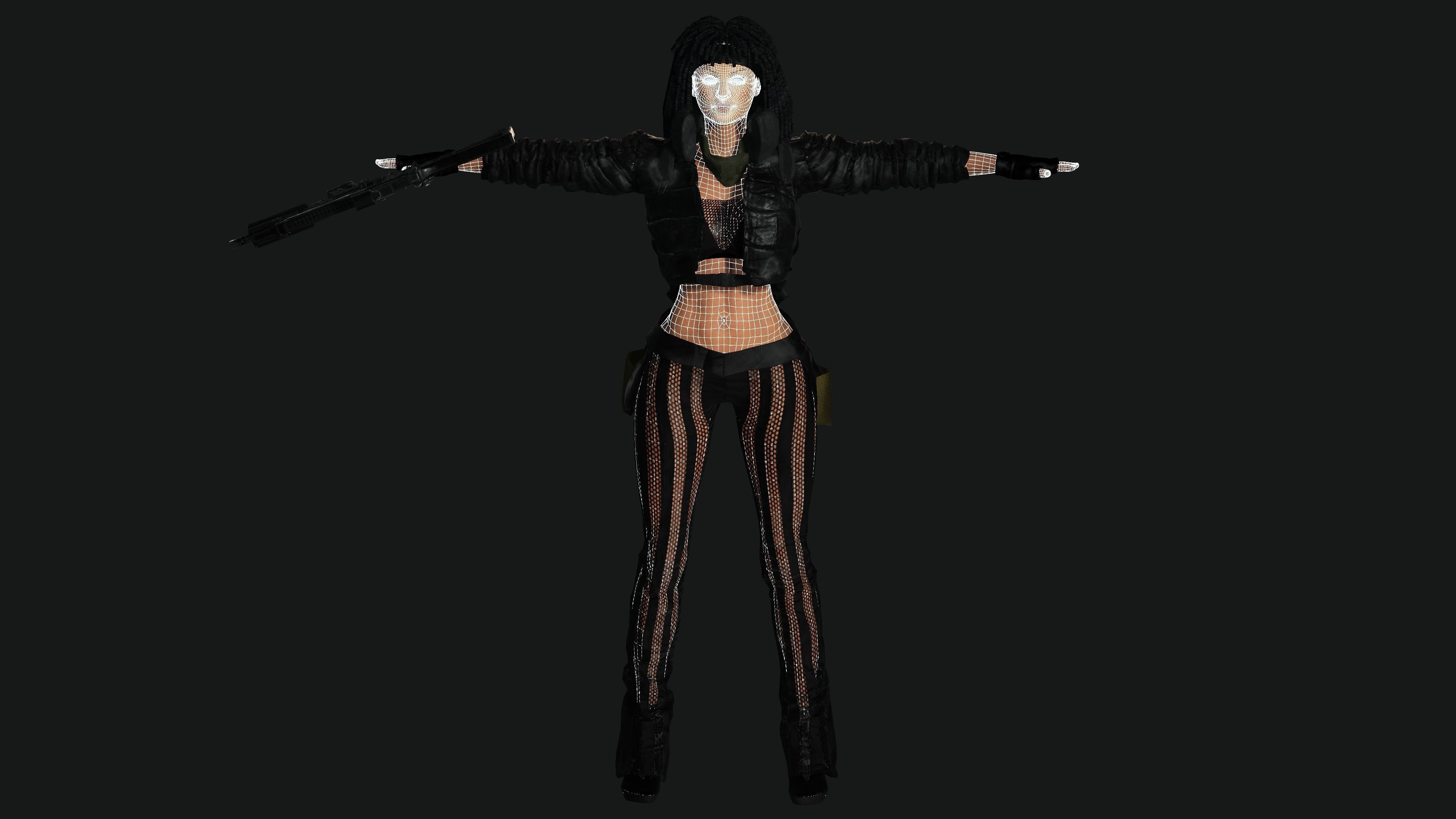 3D model AAA 3D MODEL REALISTIC CHARACTER-FEMALE GUN SHOOTER STREET ...