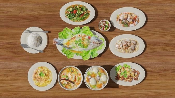 3D model Thai food set-1 VR / AR / low-poly | CGTrader