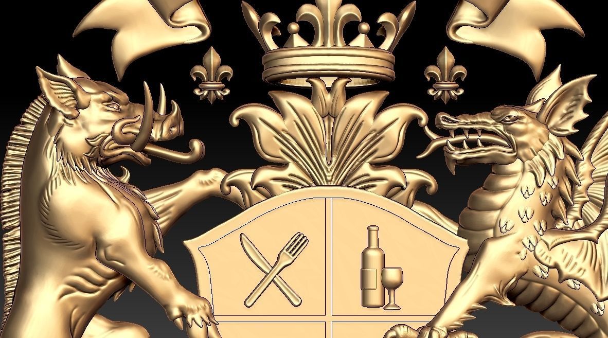 Dragon Boar Logo 3D model 3D printable | CGTrader