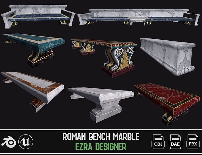 3D model Roman Bench Marble VR / AR / low-poly | CGTrader