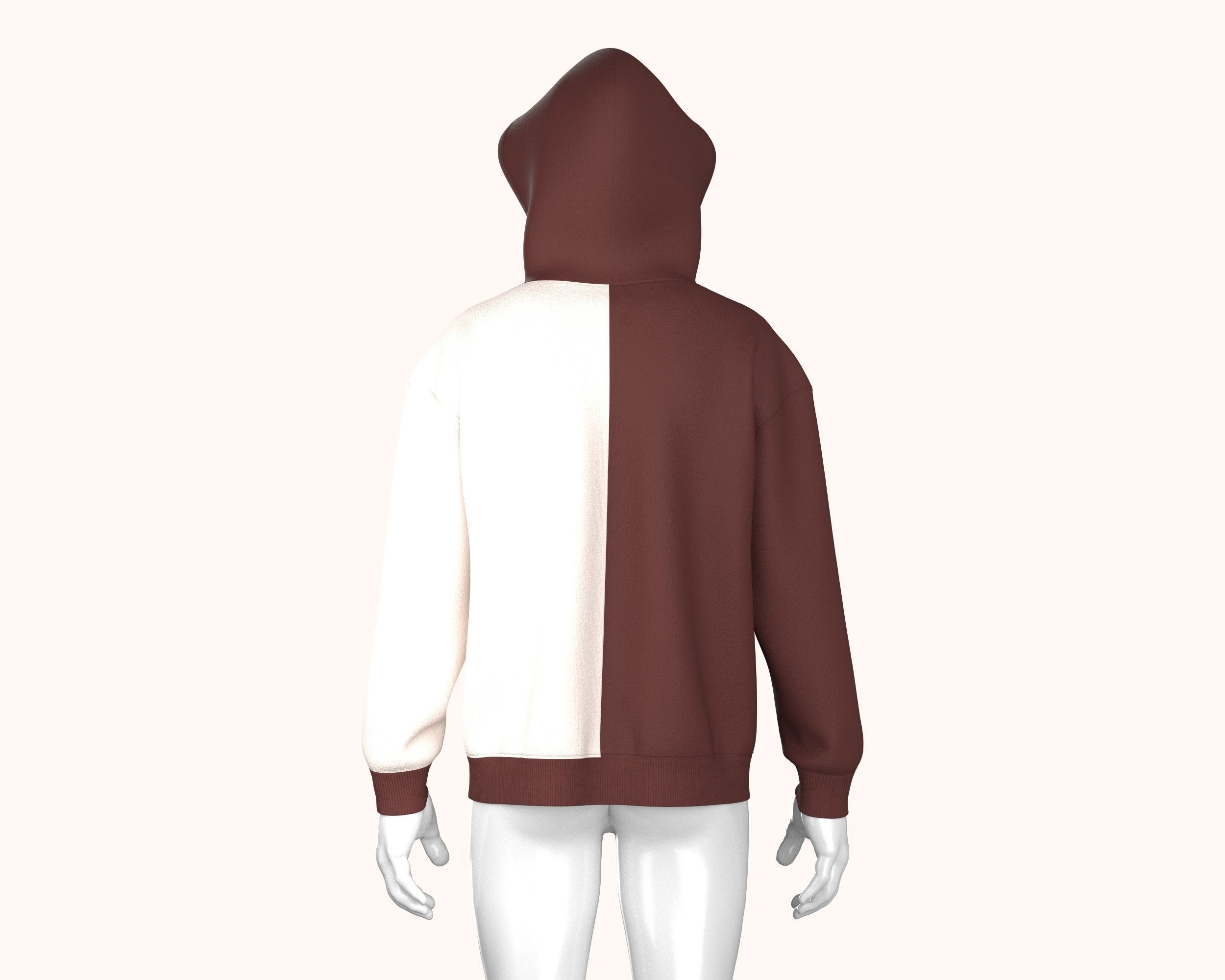 Men Two Tone Zip Up Hoodie 3D model | CGTrader