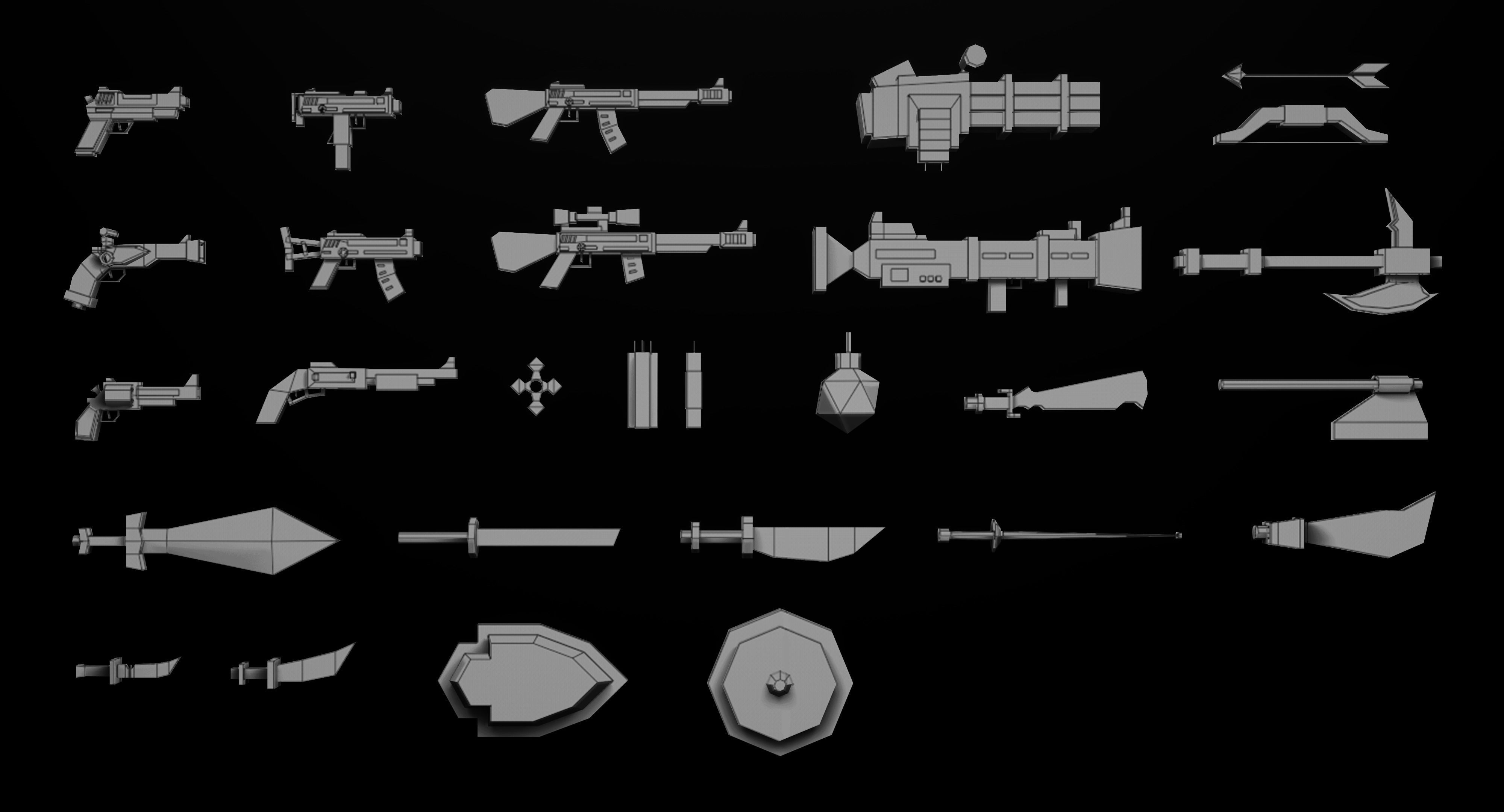 3D model Low Poly Cartoon Weapons Asset Pack VR / AR / low-poly | CGTrader