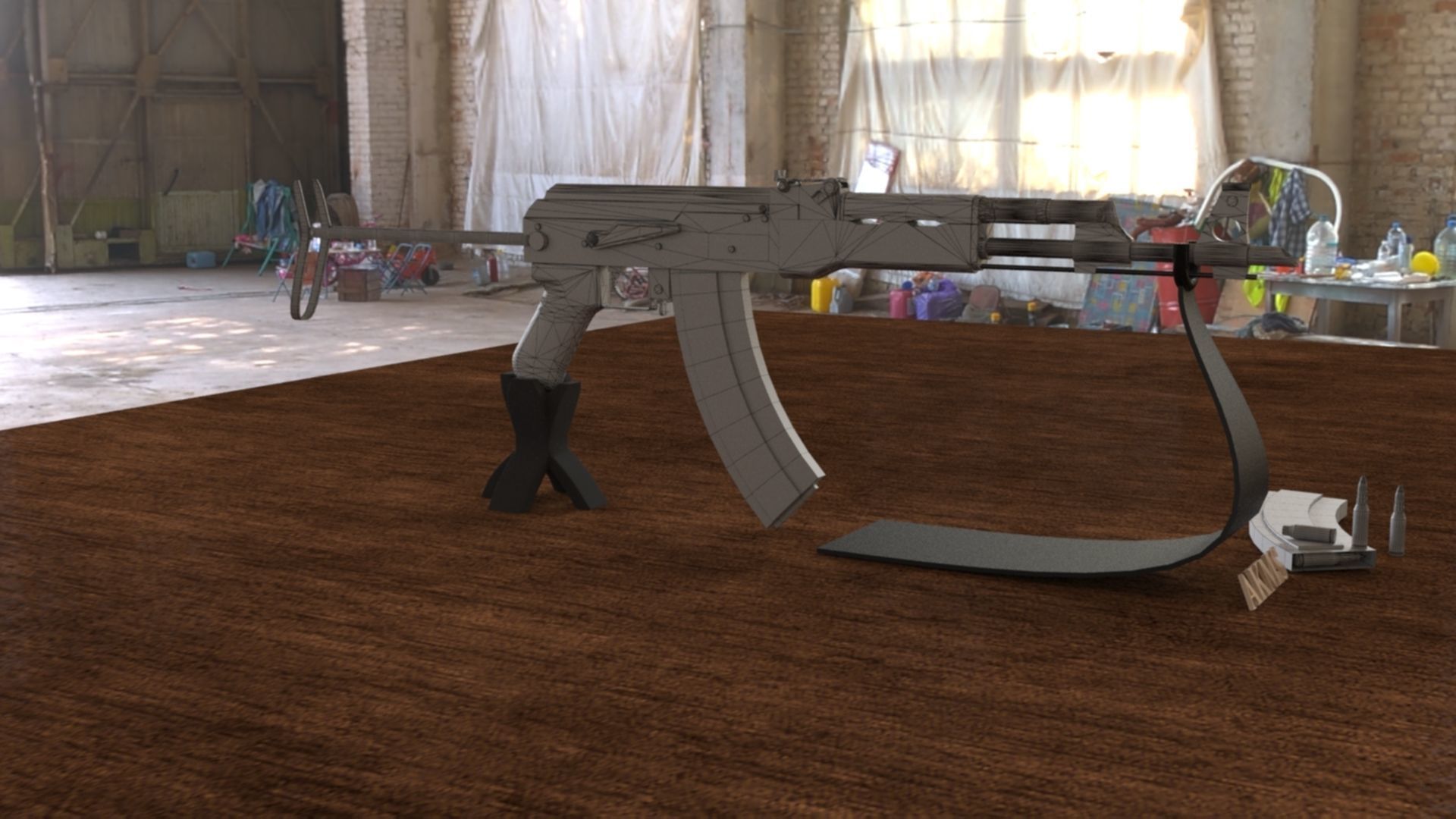 3D model Russian AKMS Assault Rifle - Iconic 3D Model VR / AR / low ...