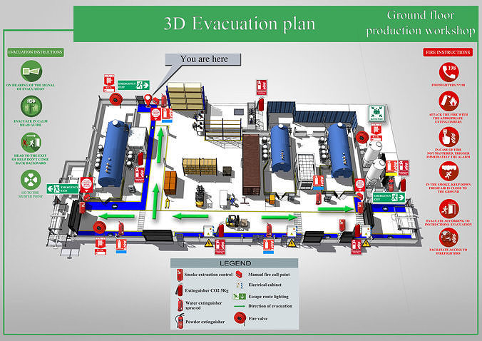 3D evacuation plan Autoclaves room 3D model | CGTrader