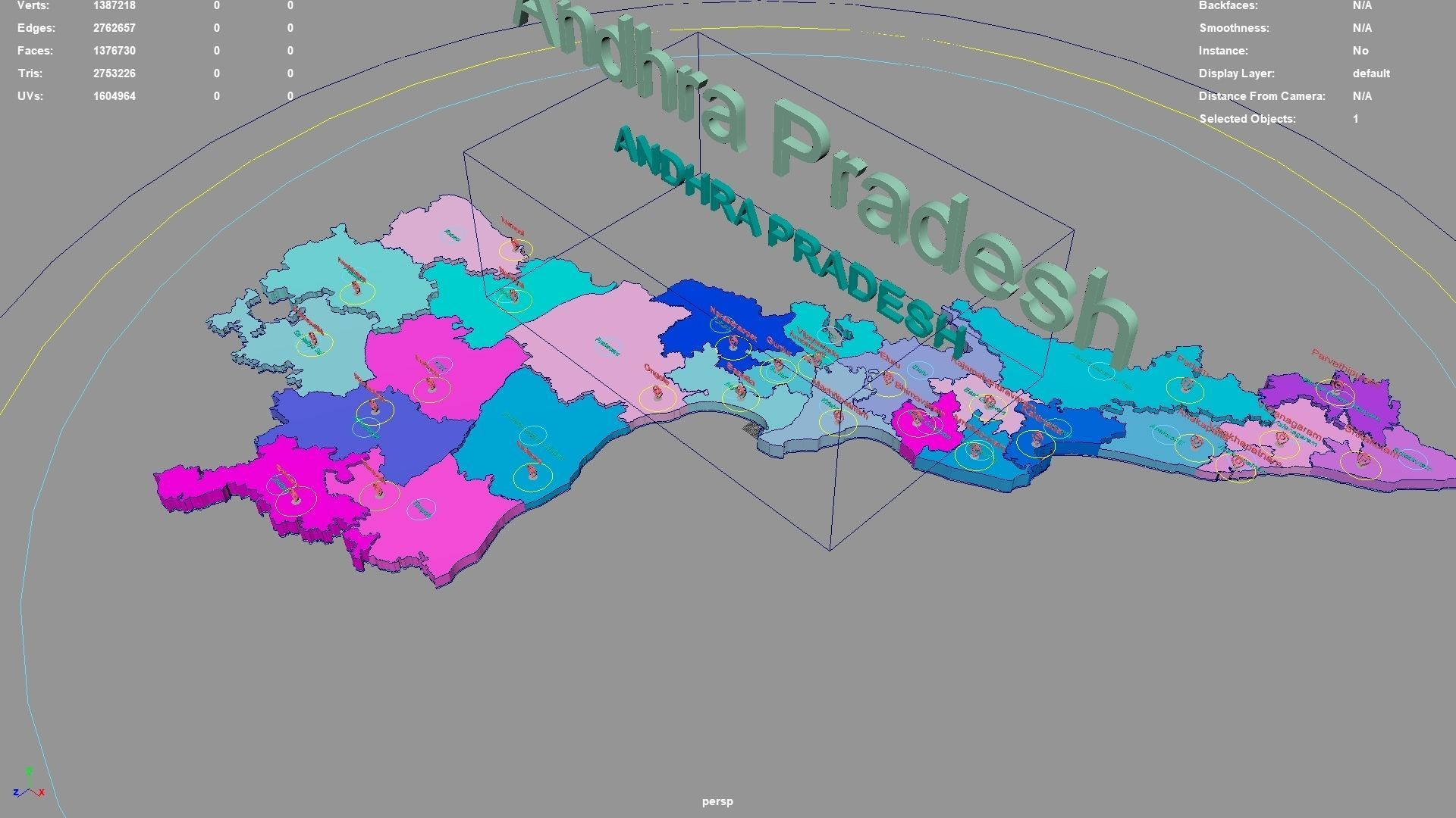 Andhra Pradesh India map region 3D model geography political 3D model ...