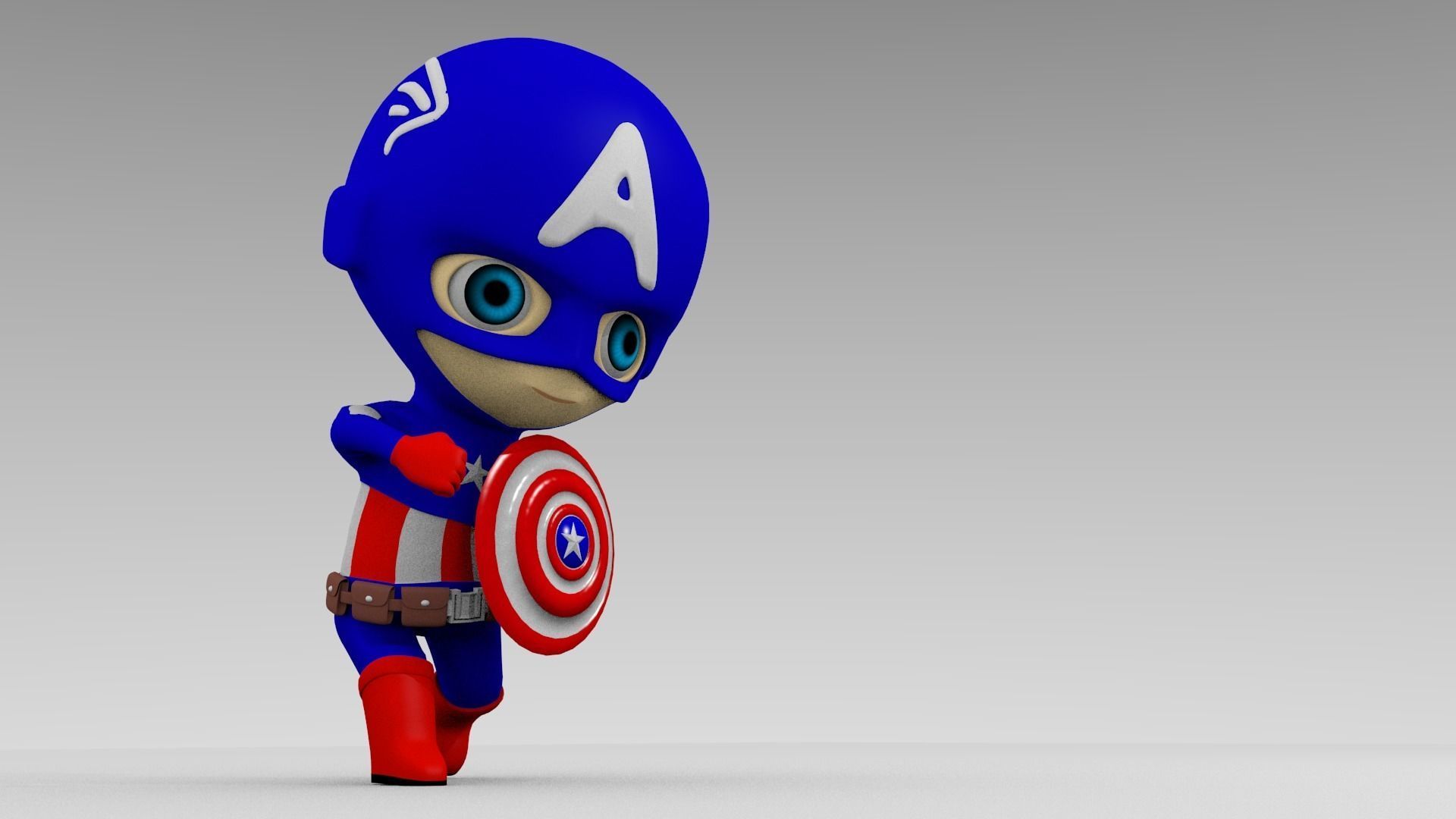 Captain America chibi 3D model rigged | CGTrader