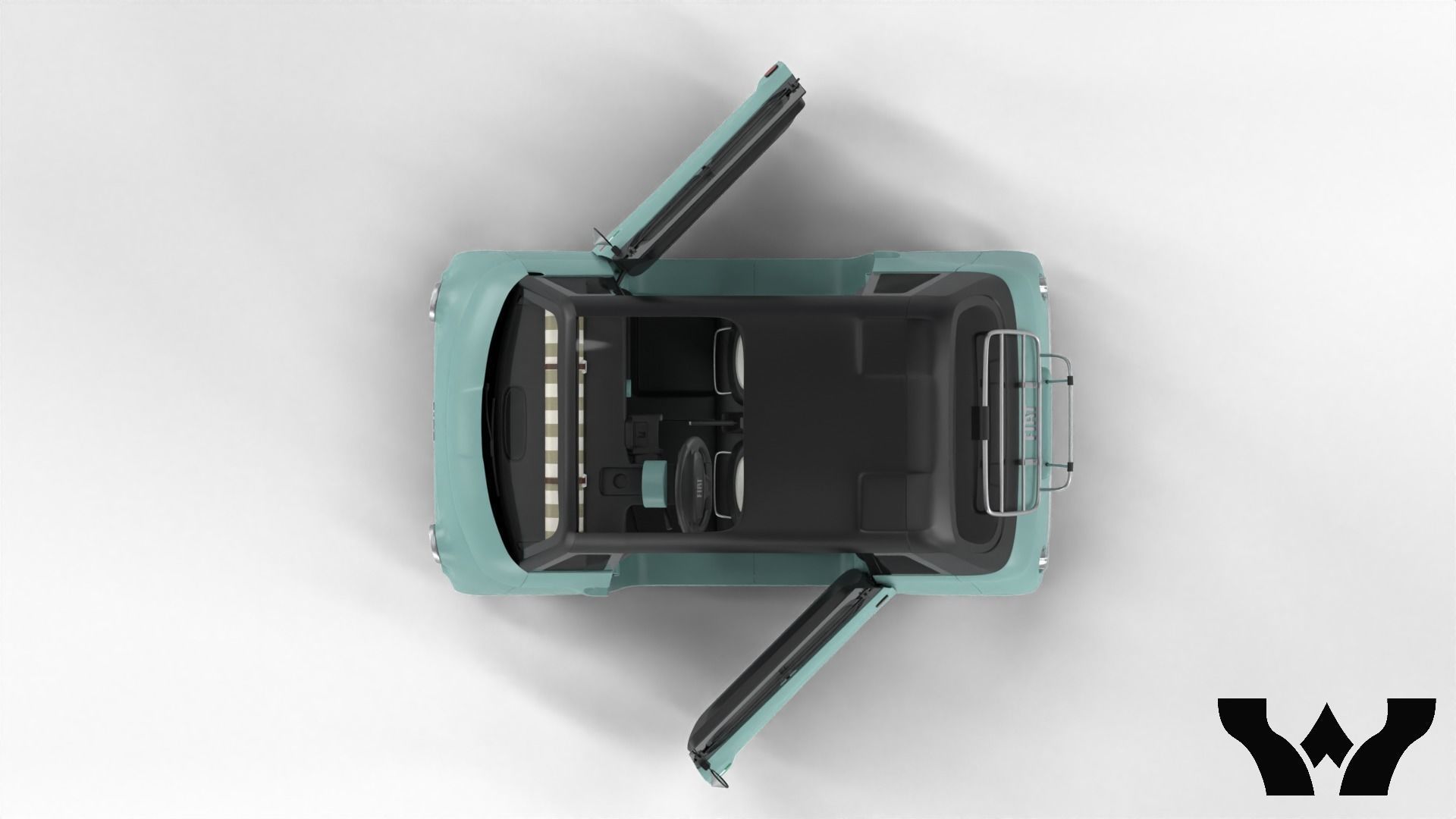 Fiat Topolino 2024 HQ interior 3D model rigged | CGTrader