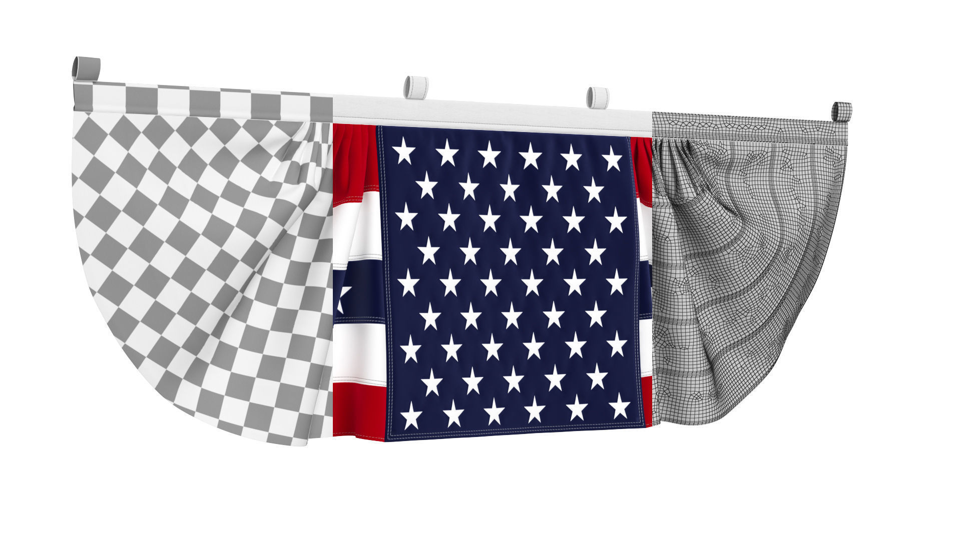 American Flag Bunting Banner 3D model | CGTrader