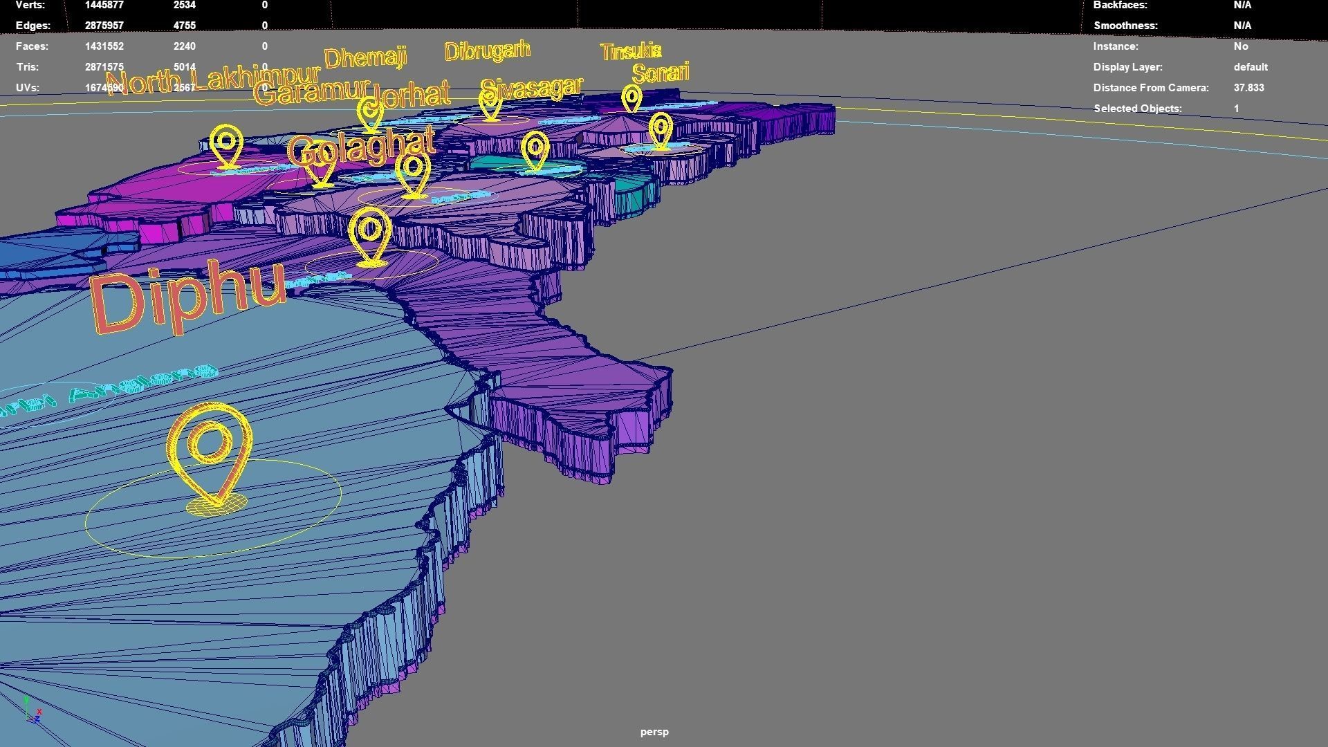 Assam India map region 3D model geography political geographic 3D model ...