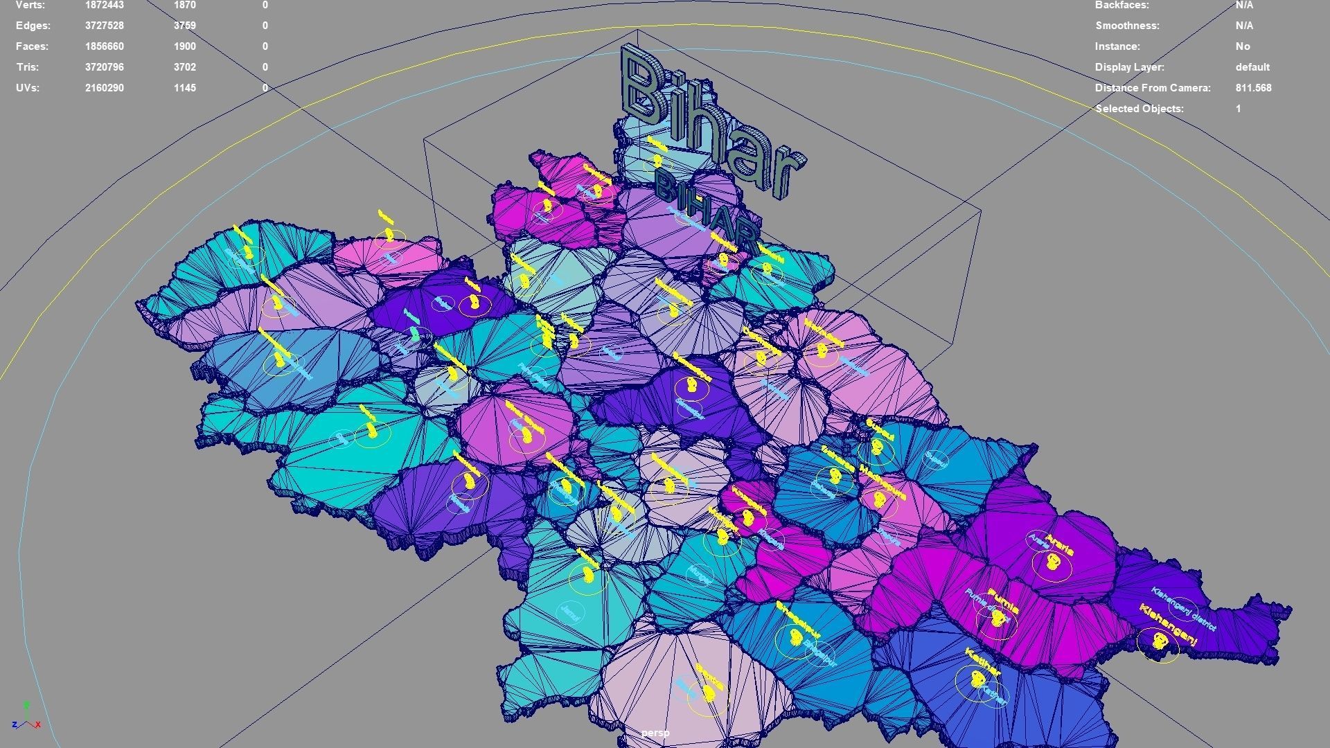 Bihar India map region 3D model geography political geographic 3D model ...