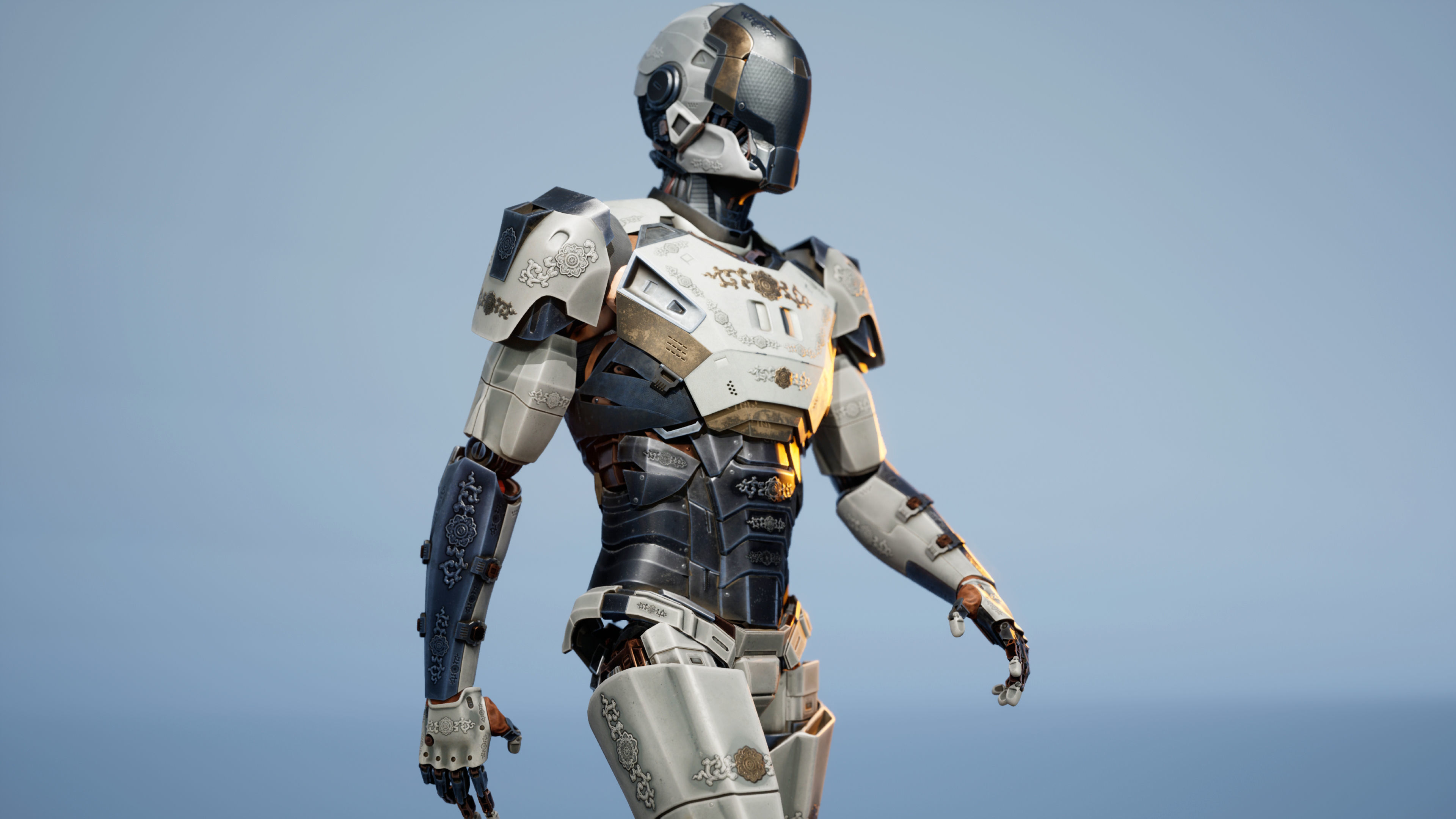 Sci-fi Mechanical Robot Android with Carvings 3D model 3D model rigged ...