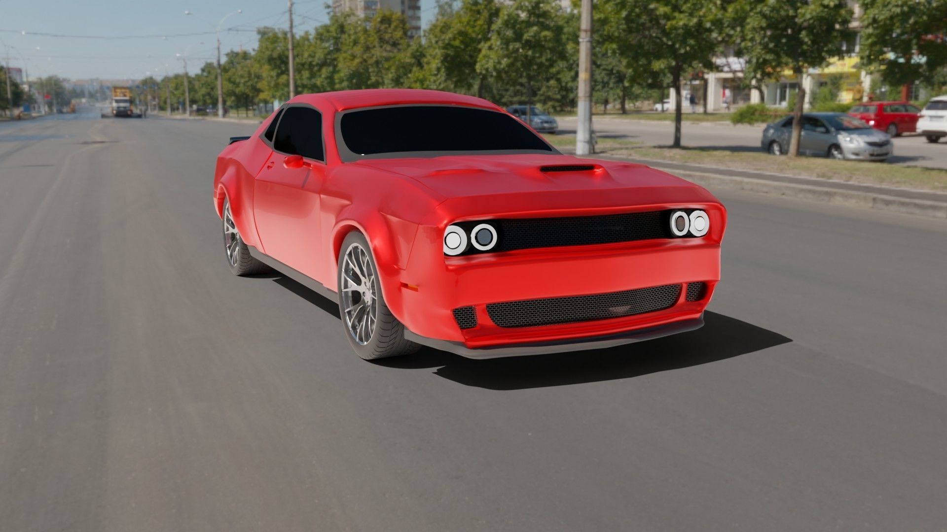 Dodge Challenger Hellcat 3D model animated rigged | CGTrader