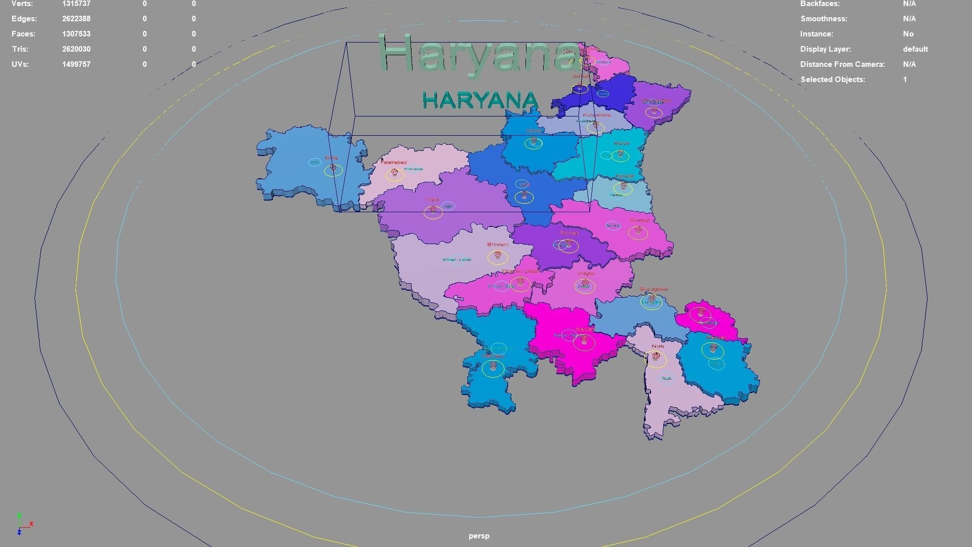 Haryana India map region 3D model geography political 3D model rigged | CGTrader