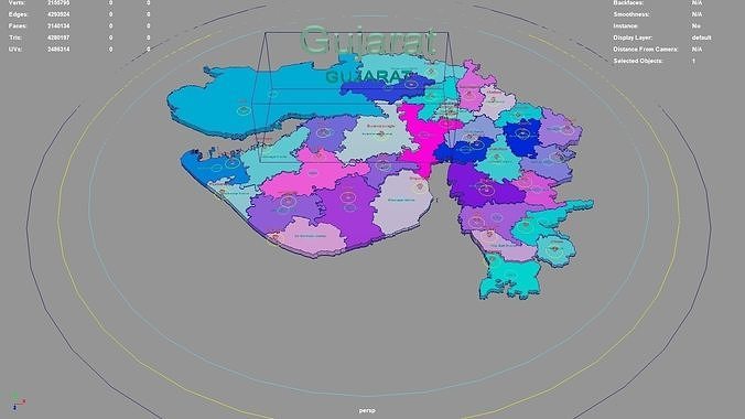 Gujarat India map region 3D model geography political 3D model rigged ...