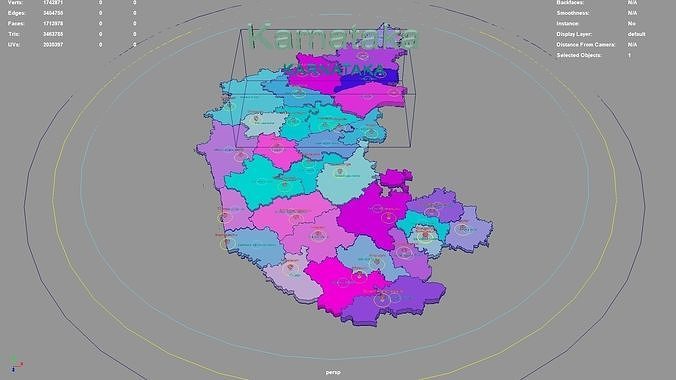 Karnataka India map region 3D model geography political 3D model rigged ...