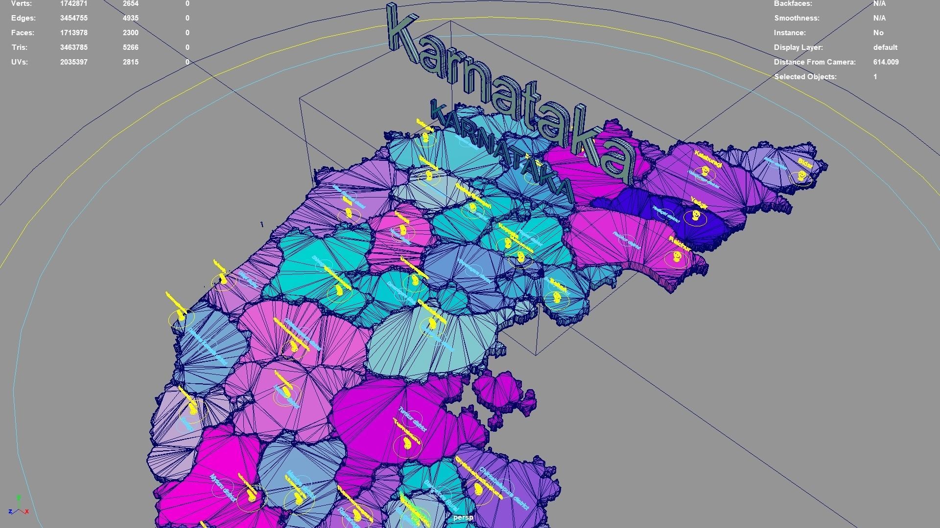 Karnataka India map region 3D model geography political 3D model rigged ...