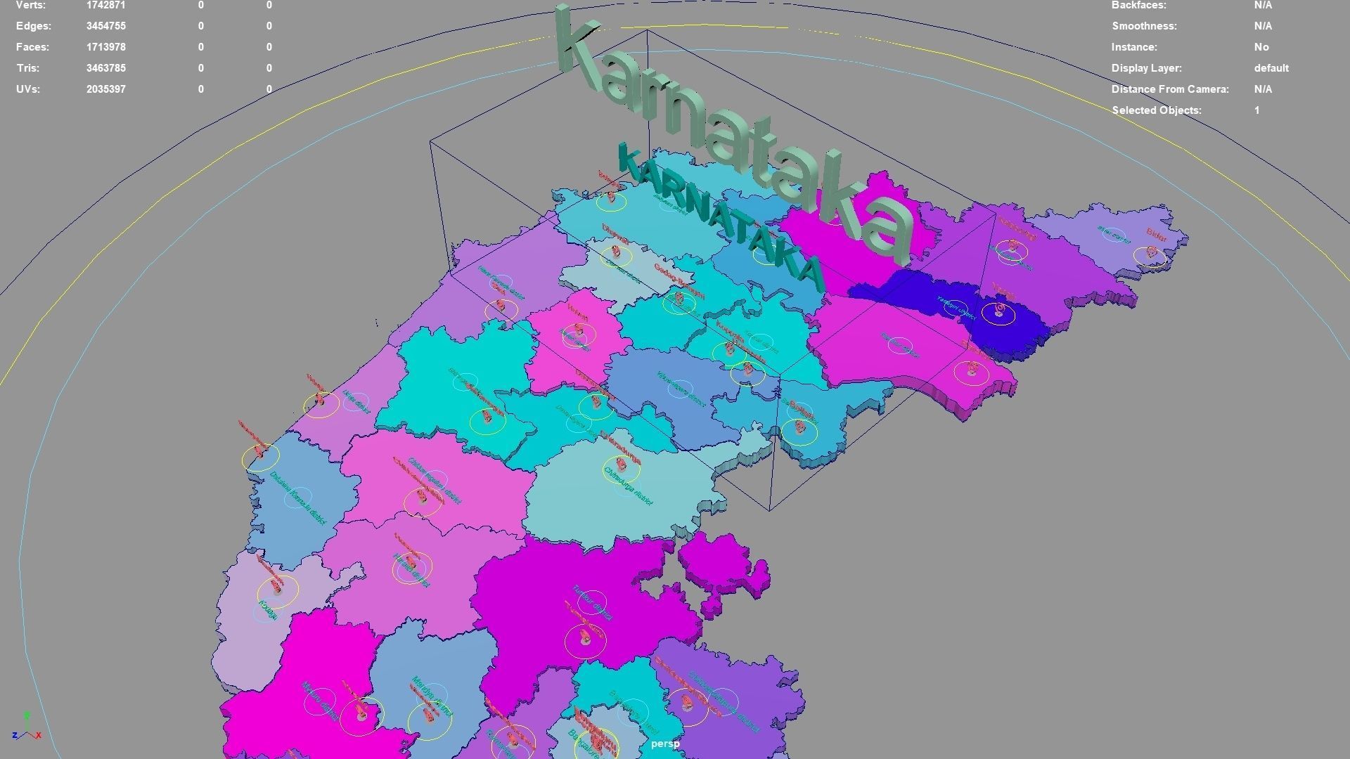 Karnataka India map region 3D model geography political 3D model rigged ...
