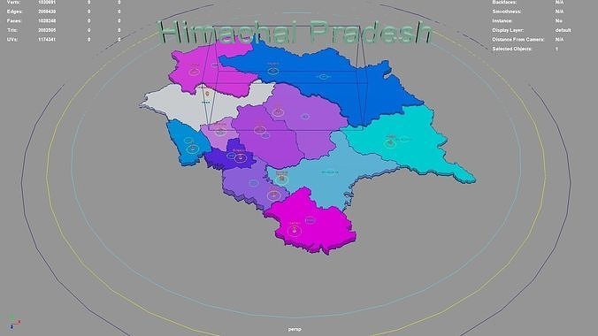 Himachal Pradesh India map region 3D model geography political 3D model ...