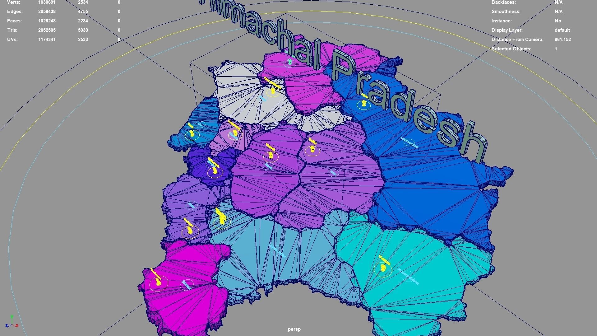 Himachal Pradesh India map region 3D model geography political 3D model ...