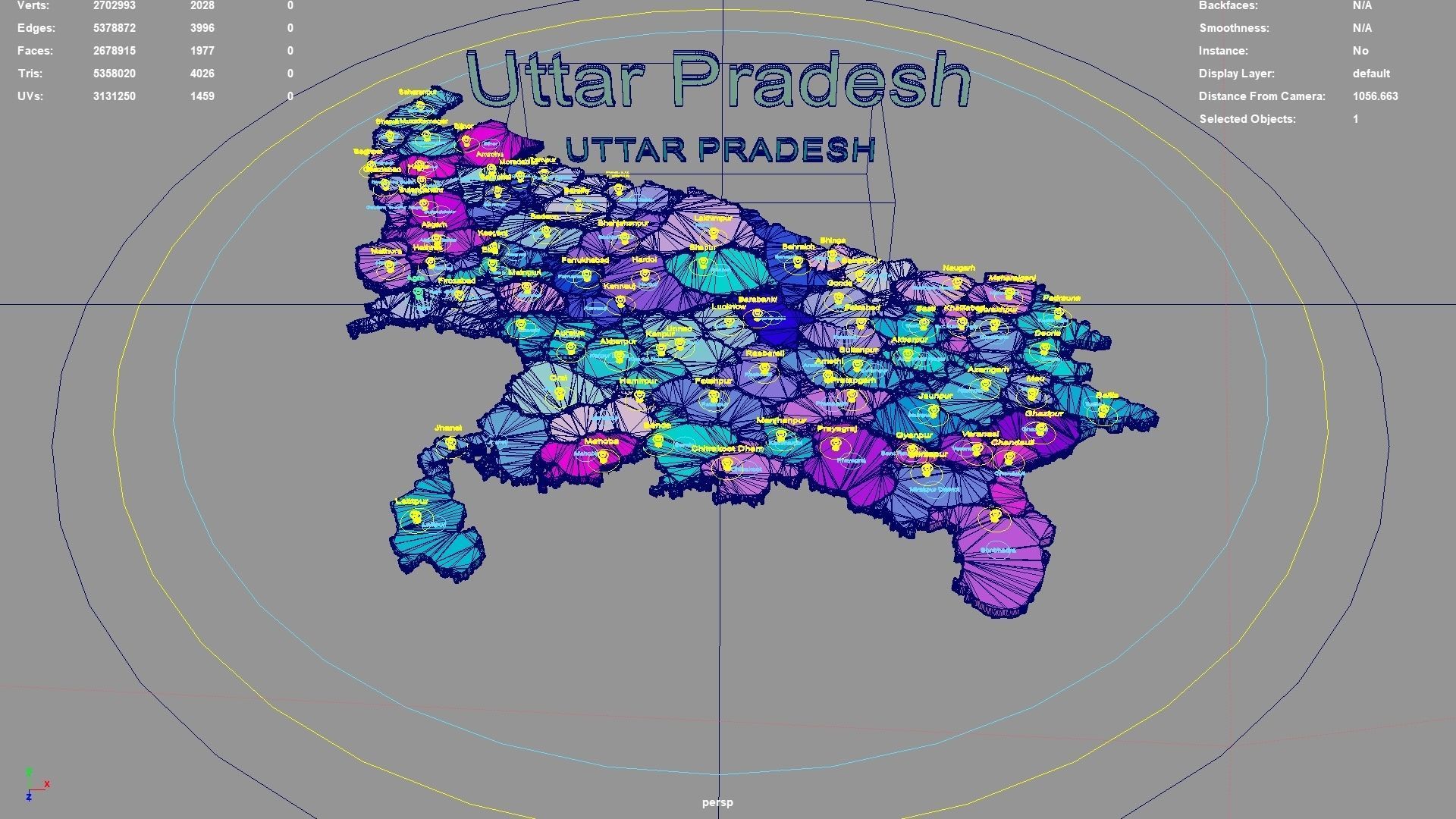 Uttar Pradesh India map region 3D model geography political 3D model ...