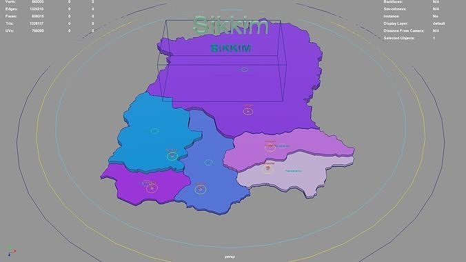 Sikkim India map region 3D model geography political geographic 3D ...