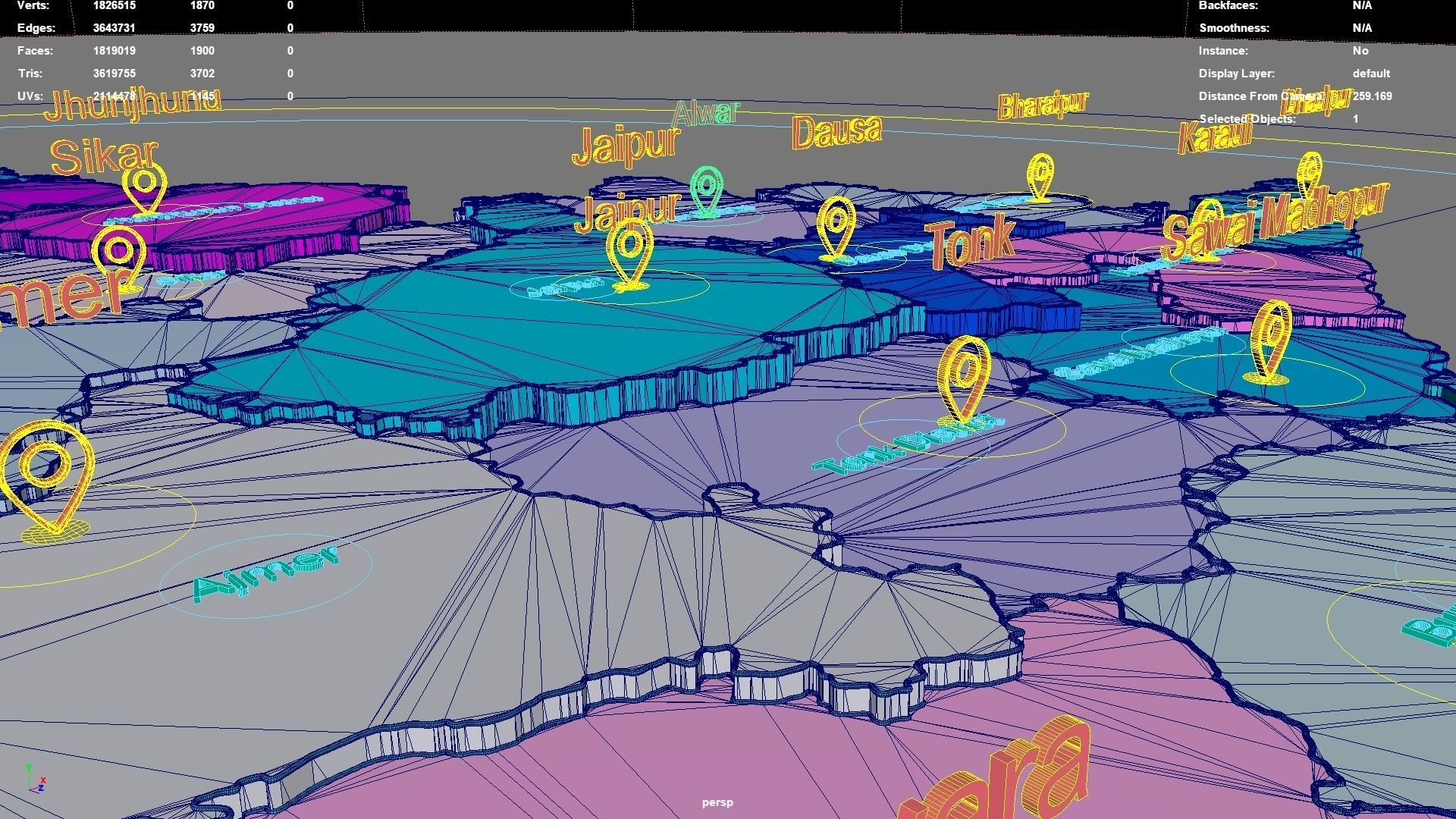 Rajasthan India map region 3D model geography political 3D model rigged ...
