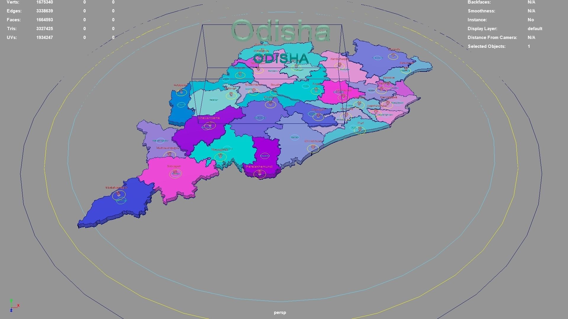 Odisha India map region 3D model geography political geographic 3D ...