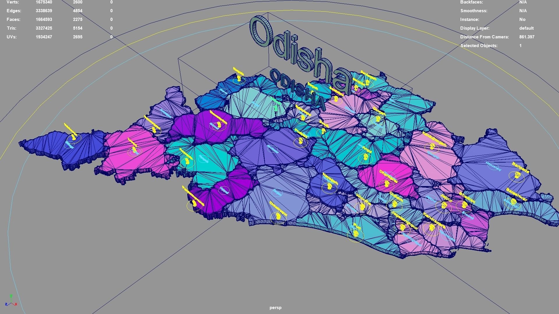 Odisha India map region 3D model geography political geographic 3D ...