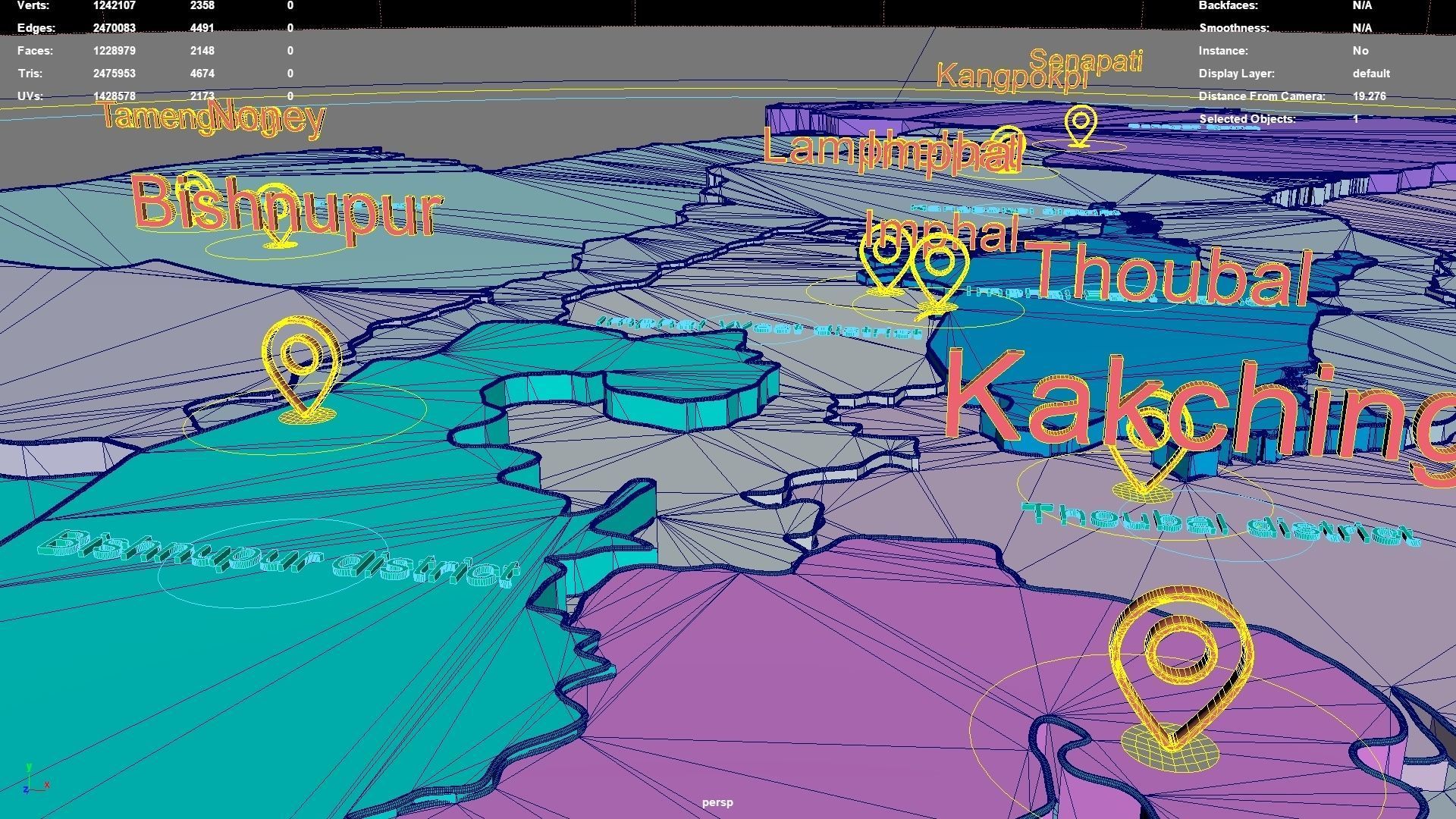Manipur India map region 3D model geography political 3D model rigged ...