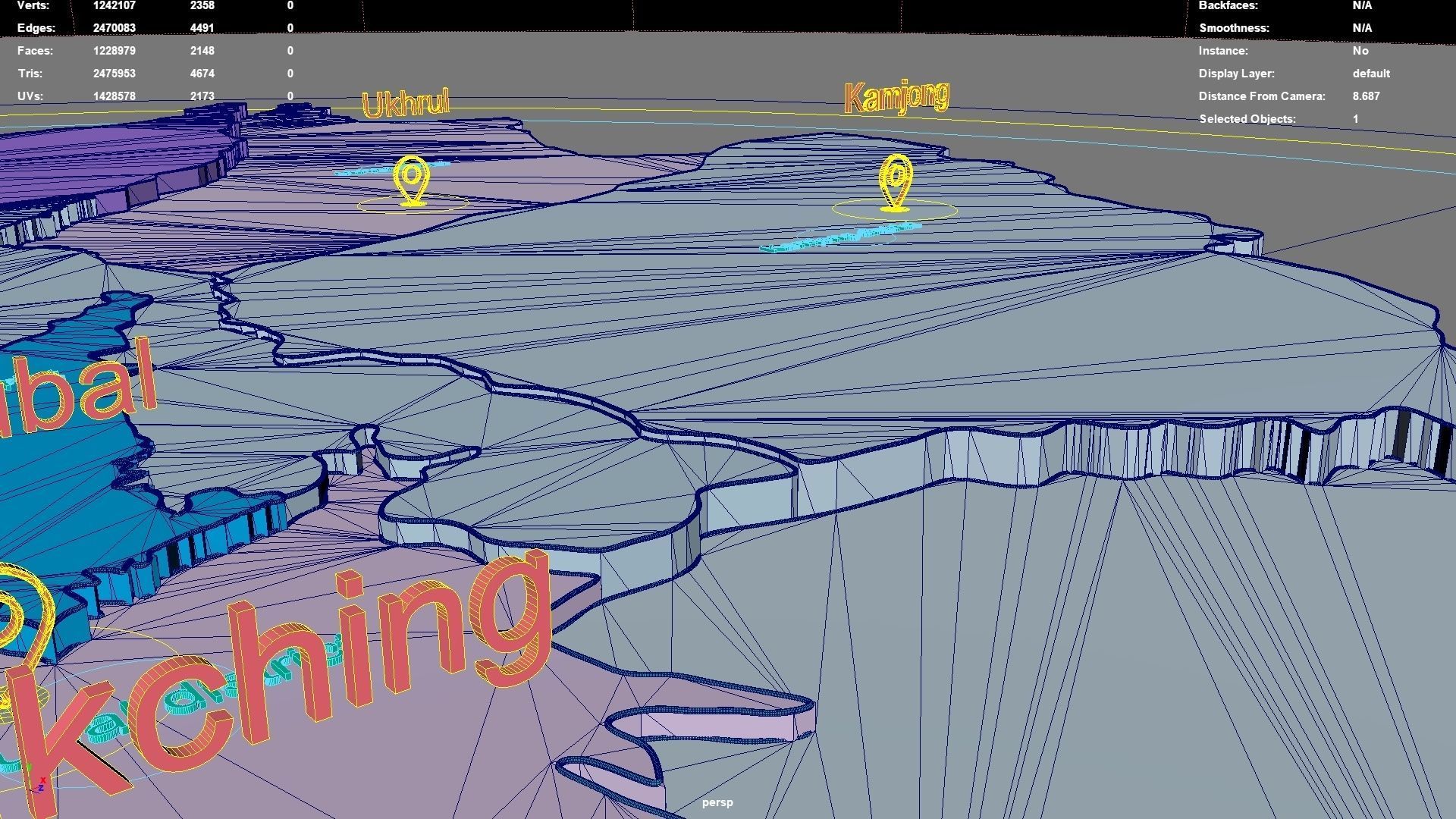 Manipur India map region 3D model geography political 3D model rigged ...