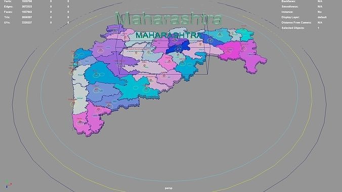 Maharashtra India map region 3D model geography political 3D model ...