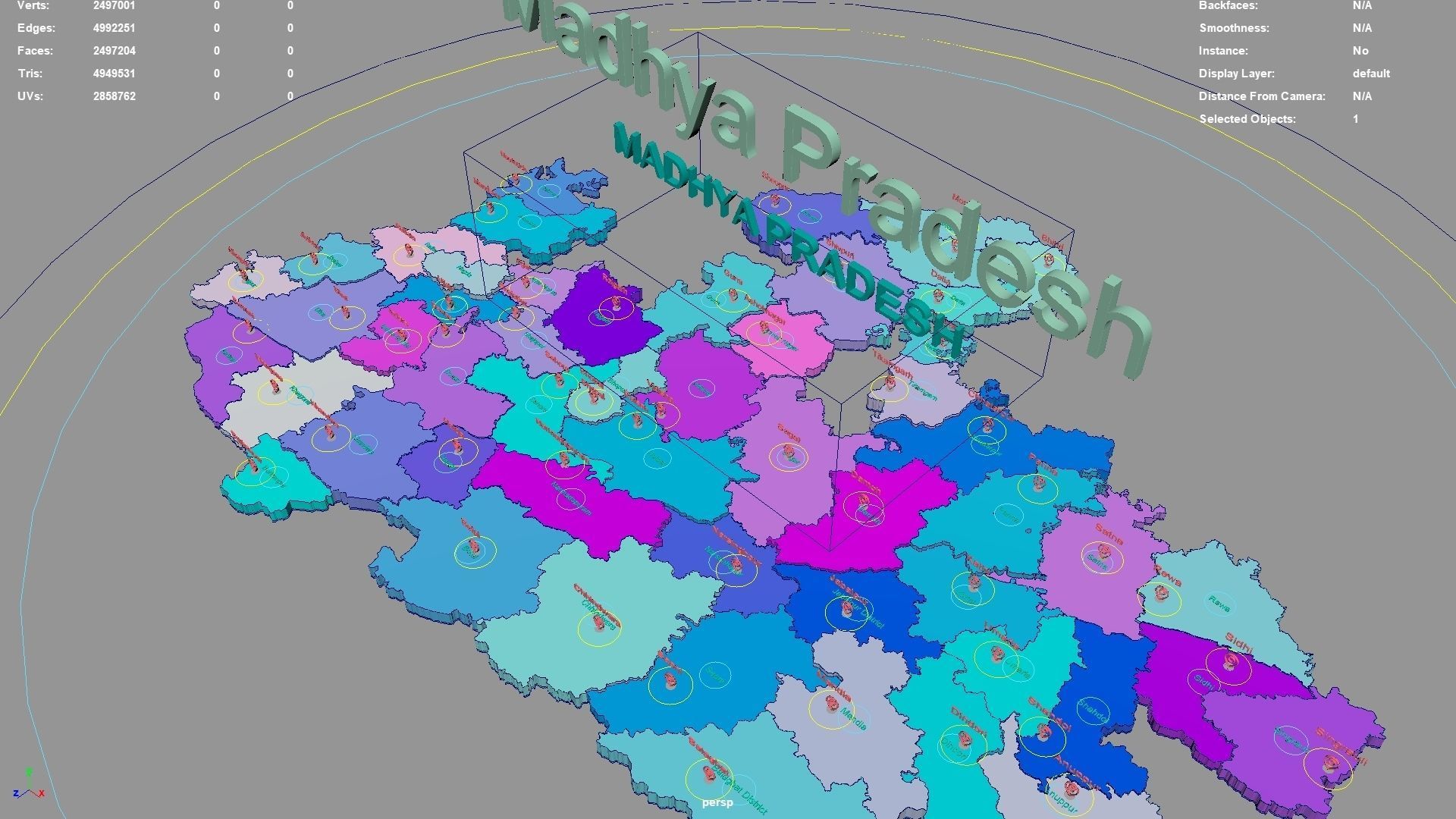 Madhya Pradesh India map region 3D model geography political 3D model ...