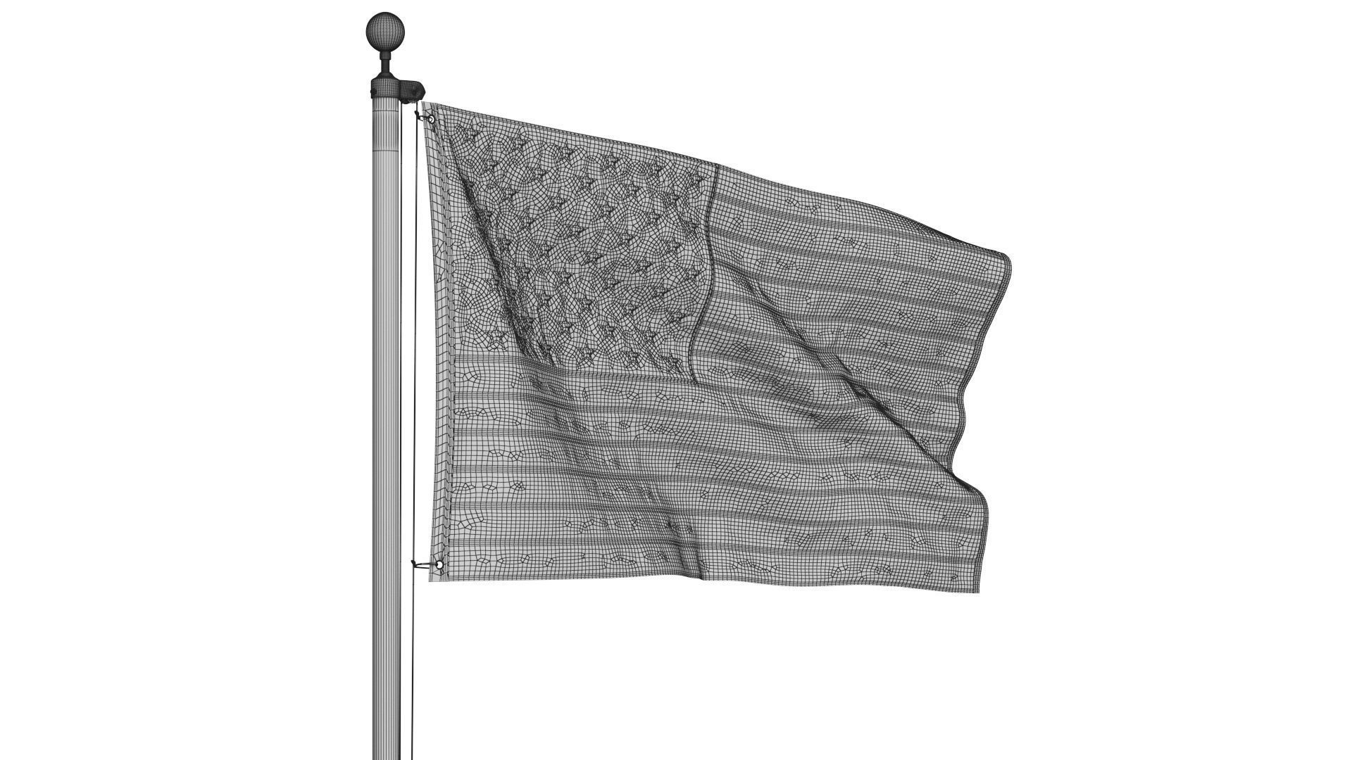 USA Flag on High Flagpole 3D model | CGTrader