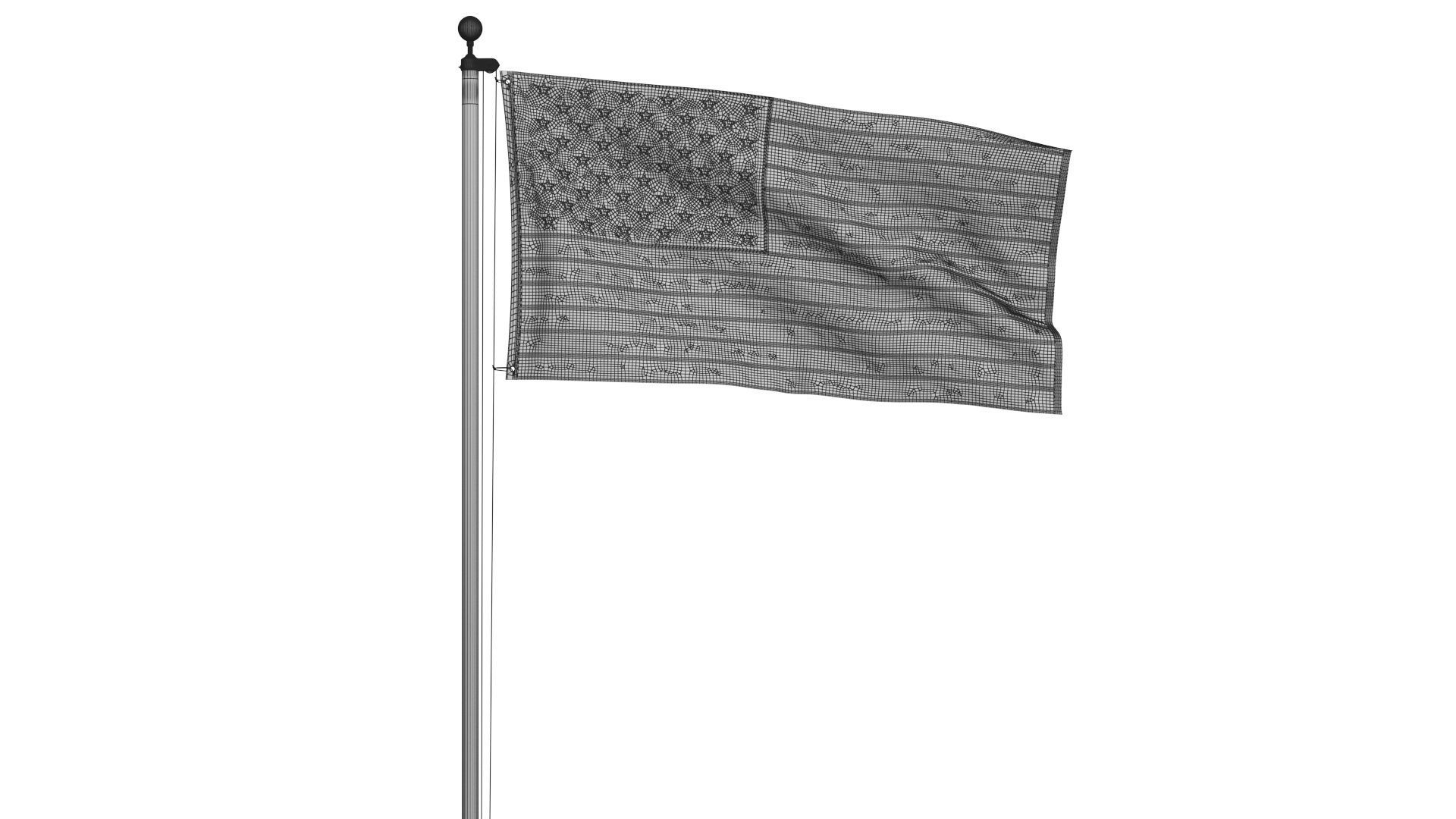 USA Flag on High Flagpole 3D model | CGTrader