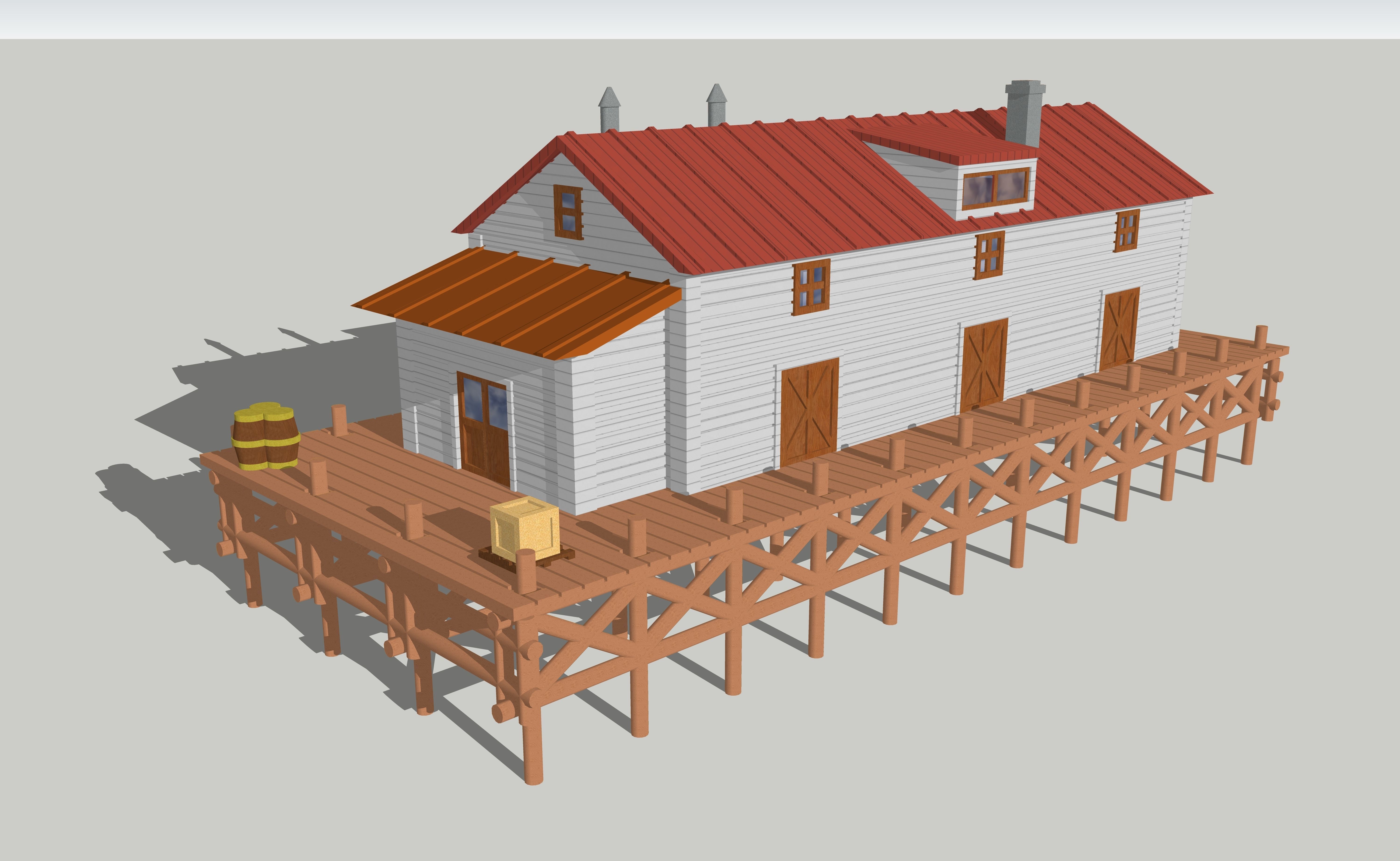 3D model Waterfront Dockside Warehouse by Outland Models VR / AR / low ...
