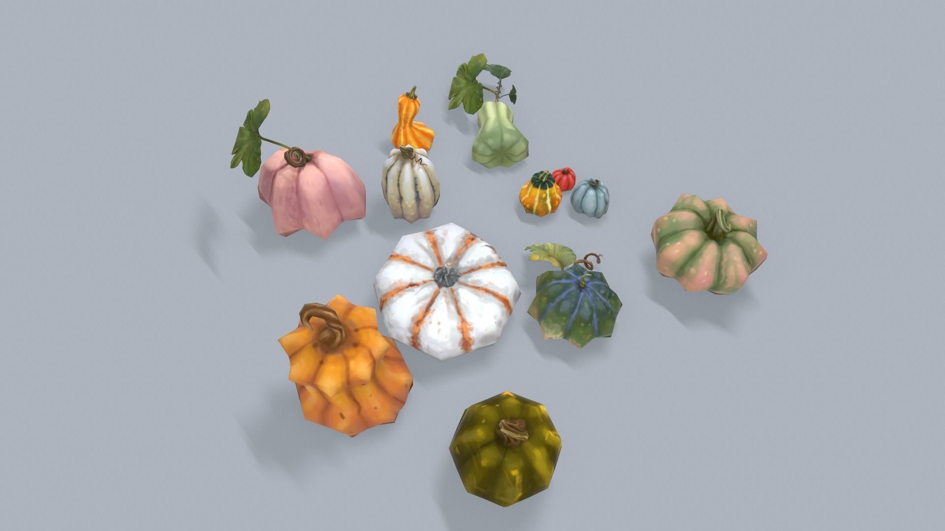 3D model Stylized lowpoly pumpkins set VR / AR / low-poly | CGTrader