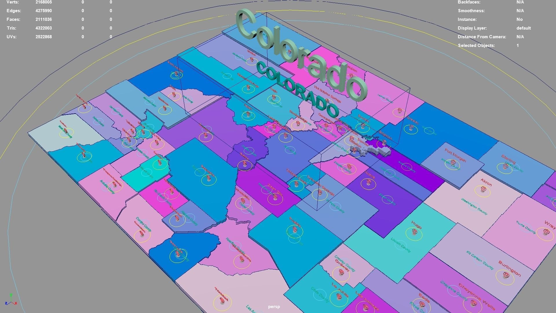 Colorado United States USA map region 3D model geography 3D model ...