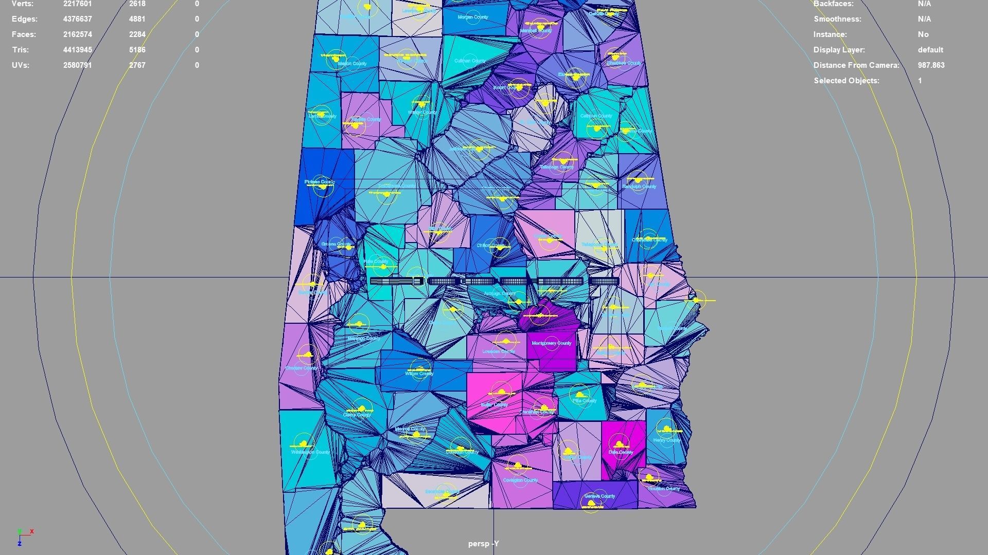 Alabama United States USA map region 3D model geography 3D model rigged ...