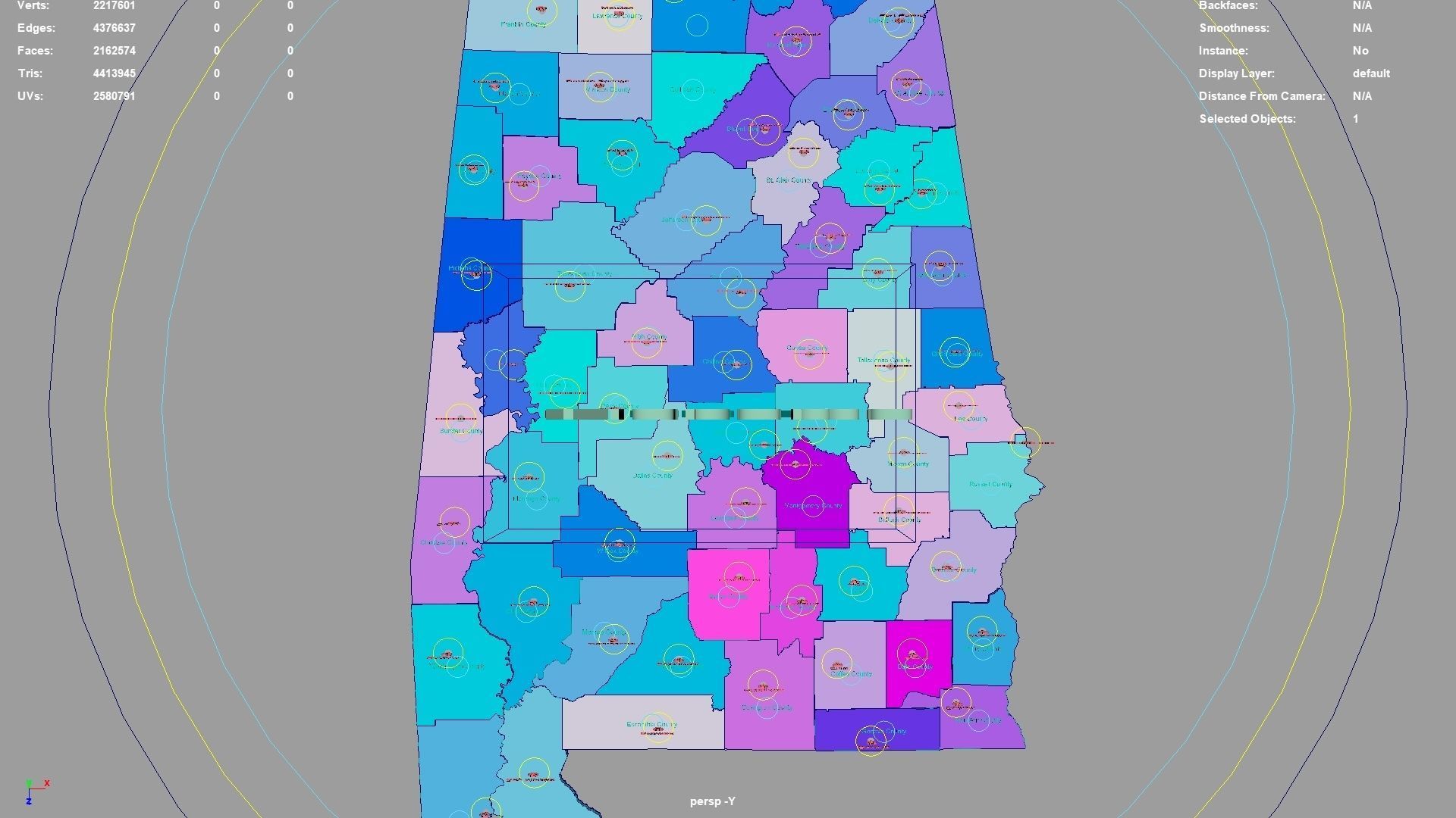 Alabama United States USA map region 3D model geography 3D model rigged ...