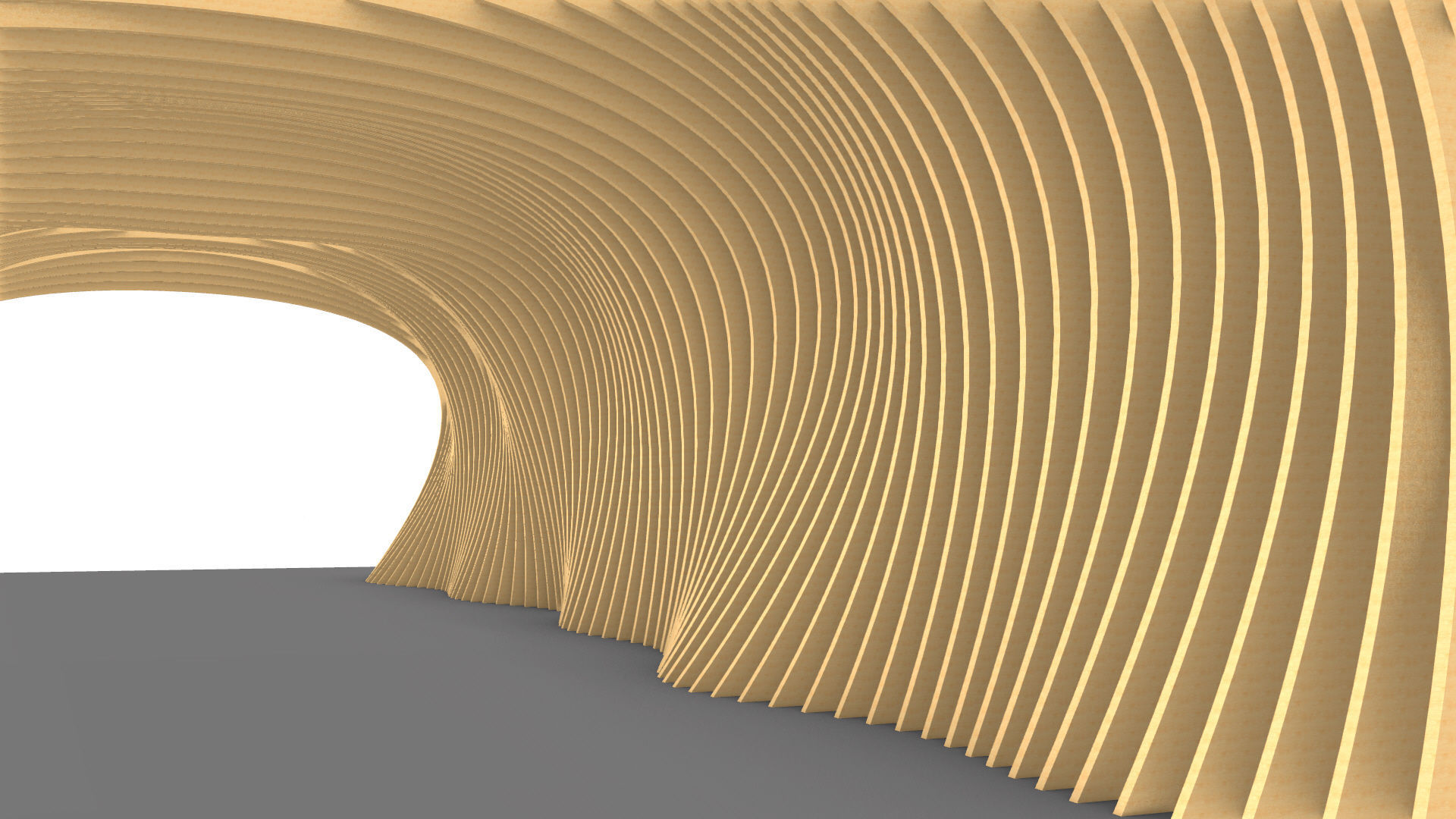 Wavy Wooden Tunnel for Pedestrians 3D model | CGTrader