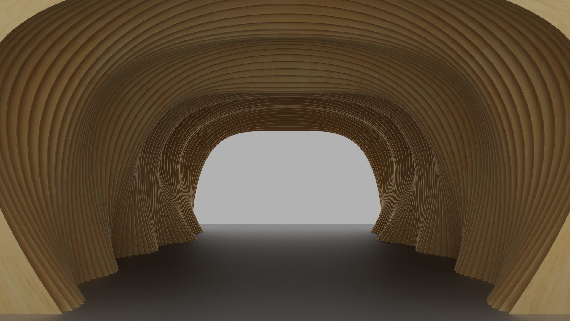 Wavy Wooden Tunnel for Pedestrians 3D model | CGTrader