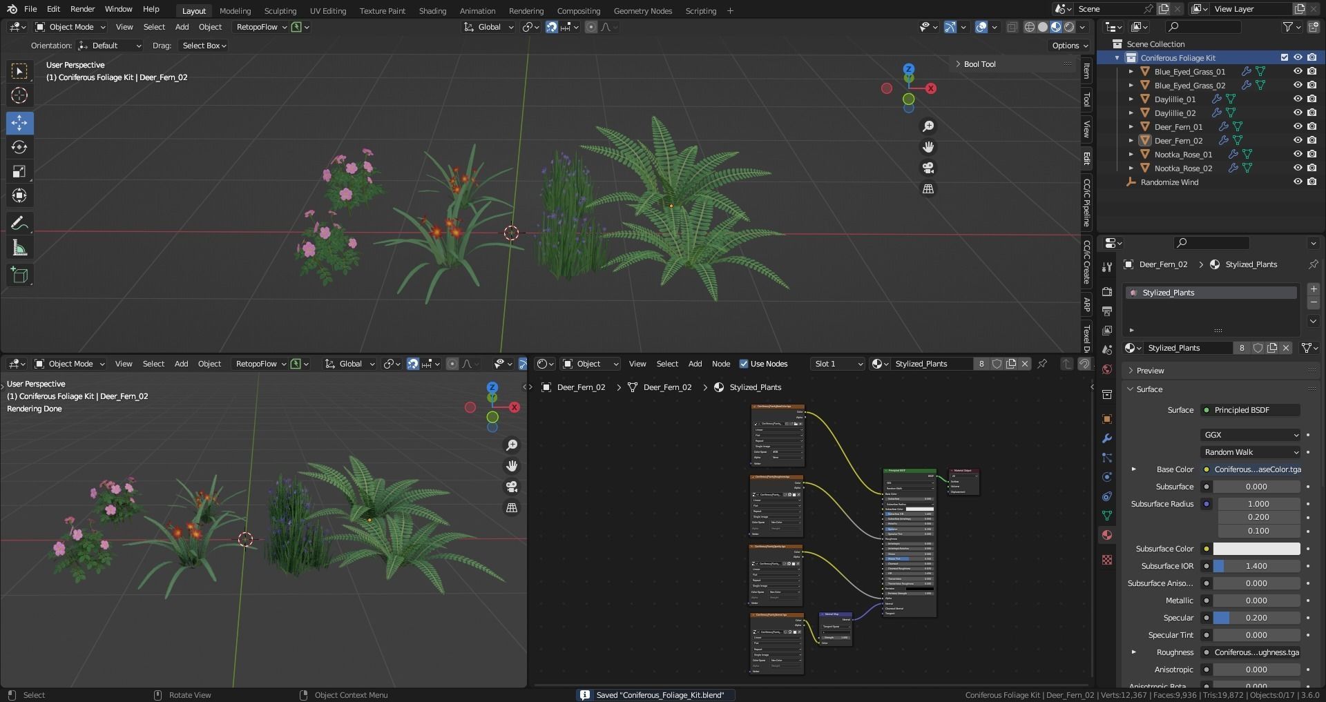 Mini Stylized Foliage Kit free VR / AR / low-poly 3D model | CGTrader